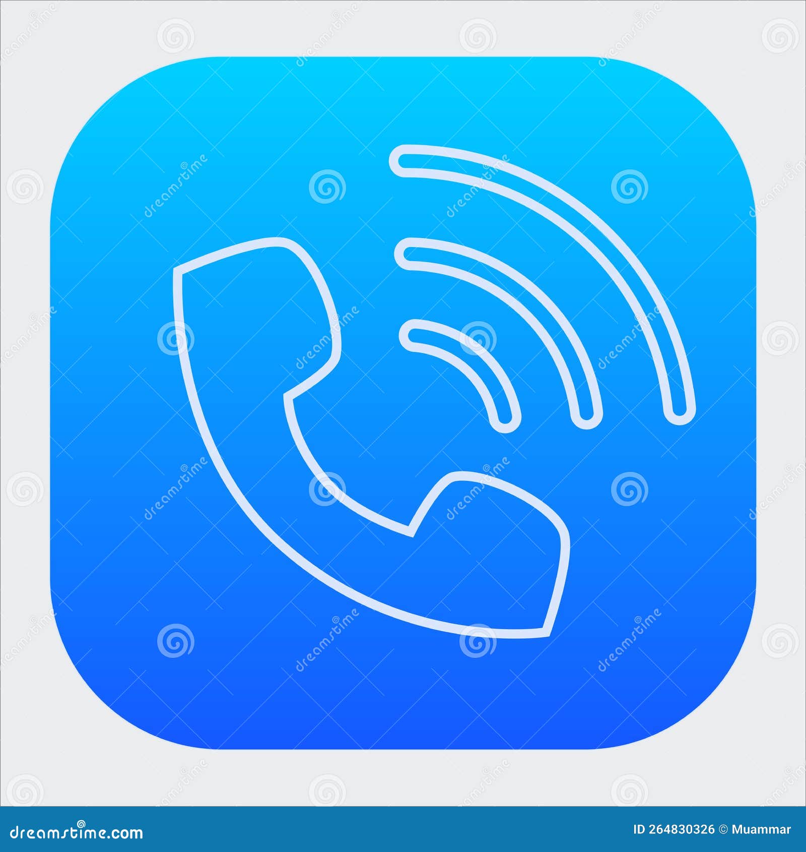 Ringing Phone Icon in Gradient Blue Color. Stock Illustration ...