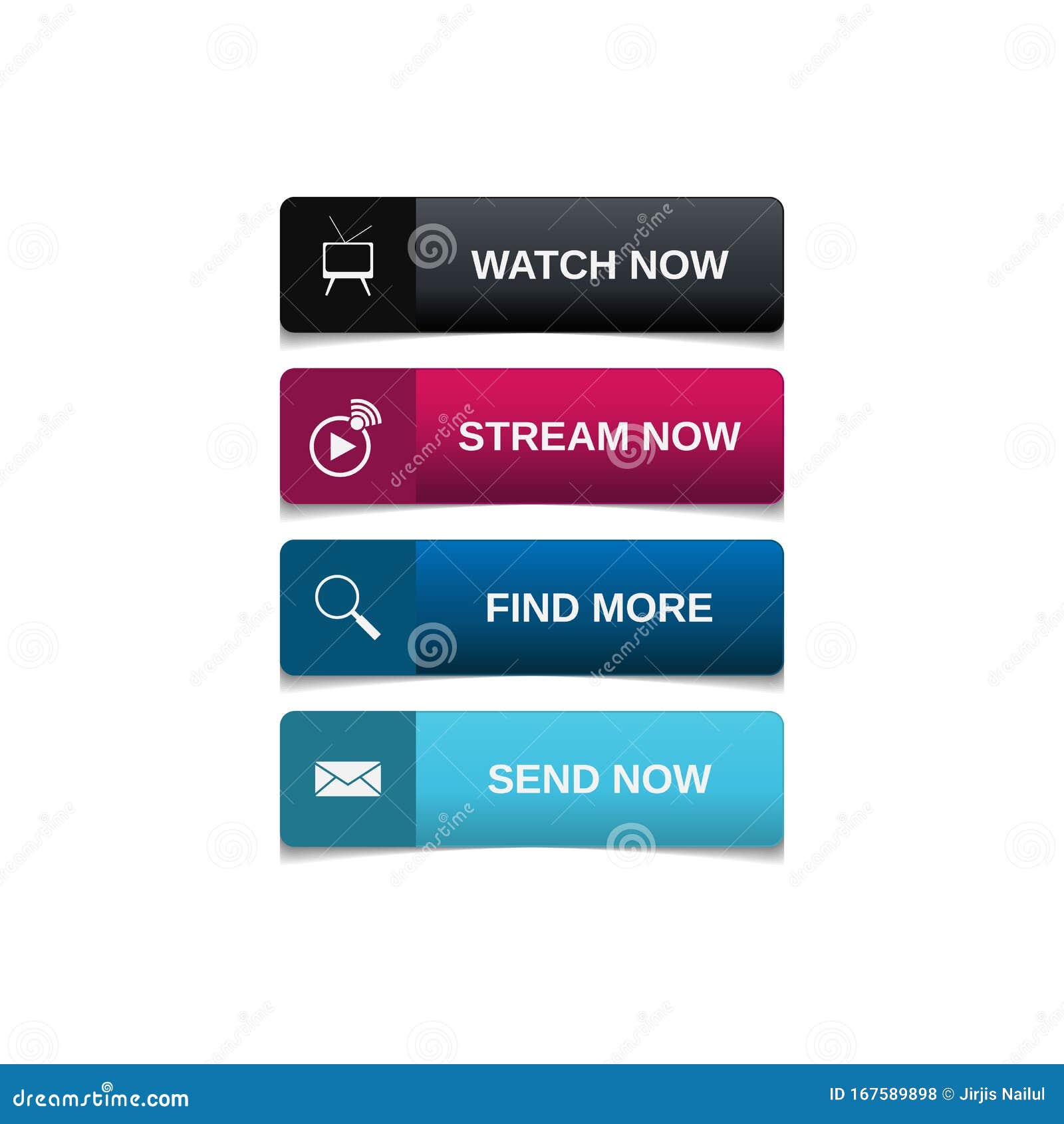 Gradient Buttons Flat Design Set Stock Vector - Illustration of background, neon: 167589898