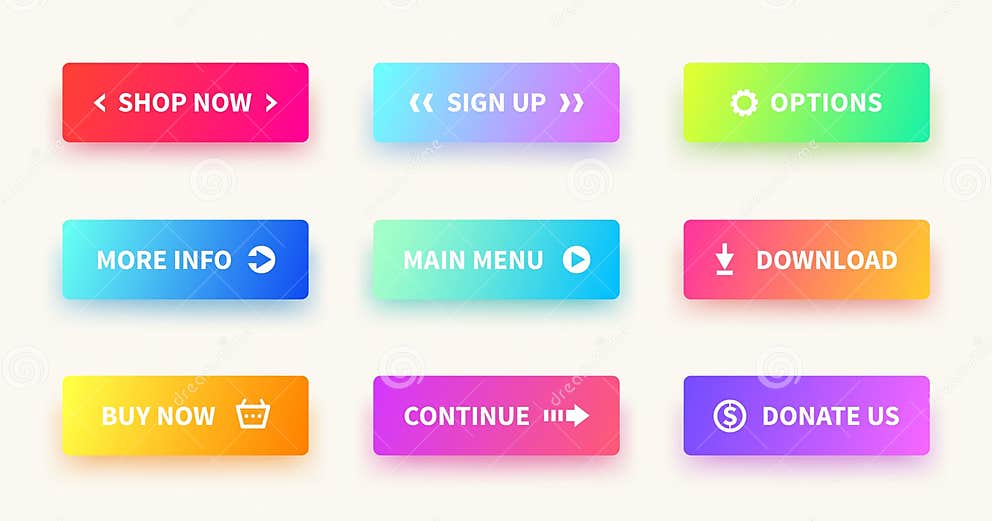Gradient Buttons. User Interface Web Button, Material Design, Ui ...