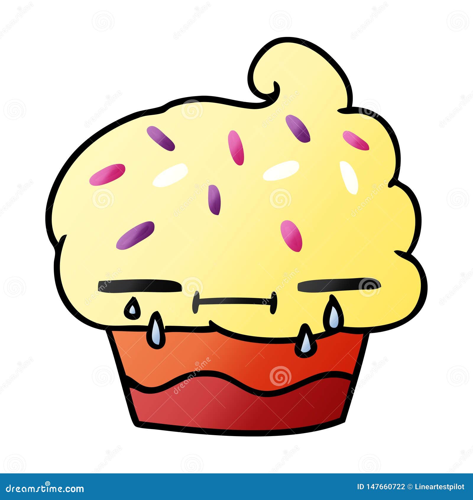 Gradient Cartoon of a Crying Cupcake Stock Vector - Illustration of ...