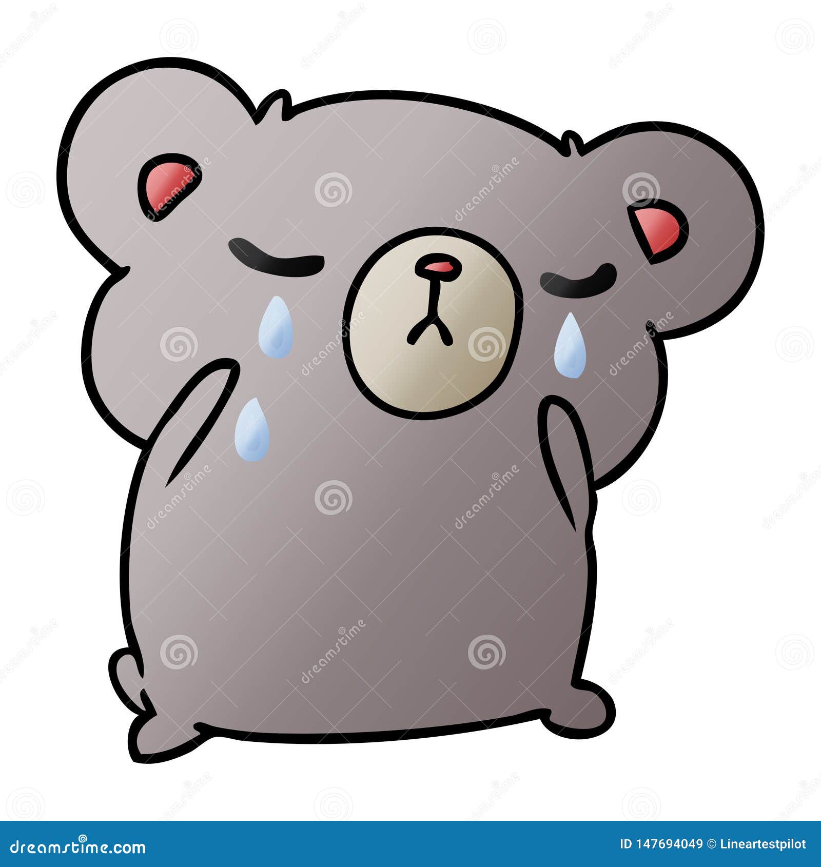 Gradient Cartoon of a Cute Crying Bear Stock Vector - Illustration of ...