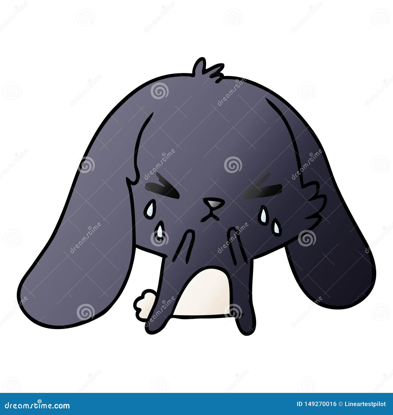 Gradient Cartoon of Cute Kawaii Sad Bunny Stock Vector - Illustration ...