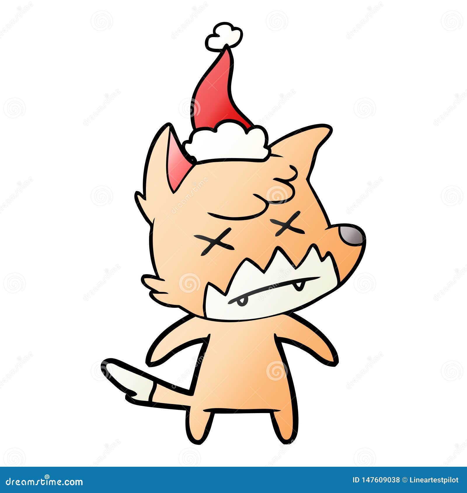 Gradient Cartoon of a Dead Fox Wearing Santa Hat Stock Vector ...