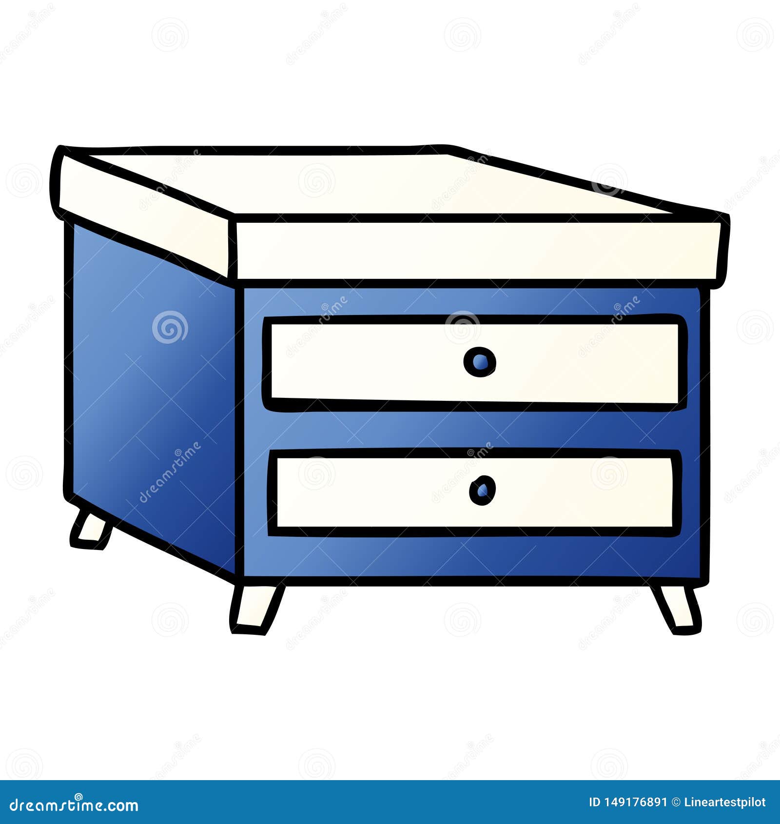 Gradient Cartoon Doodle of a Bedside Table Stock Vector - Illustration ...