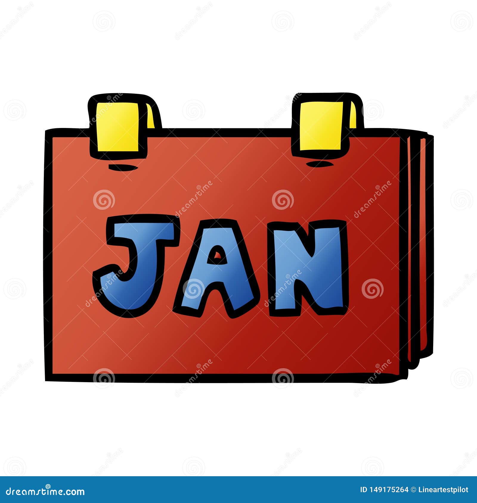Gradient Cartoon Doodle of a Calendar with Jan Stock Vector ...