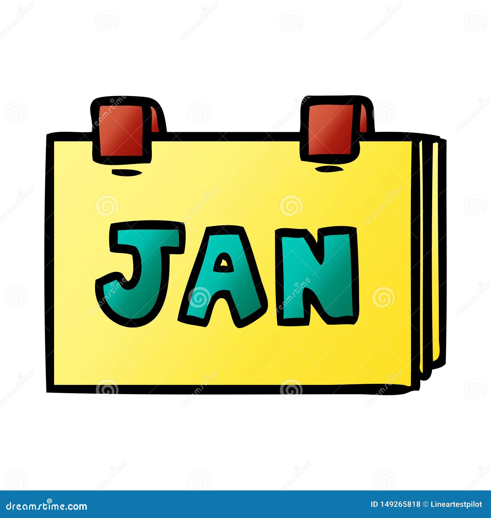 Gradient Cartoon Doodle of a Calendar with Jan Stock Vector ...