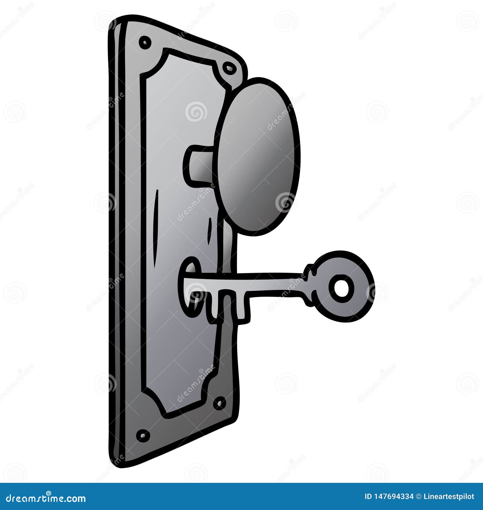 Gradient Cartoon Doodle of a Door Handle Stock Vector - Illustration of ...