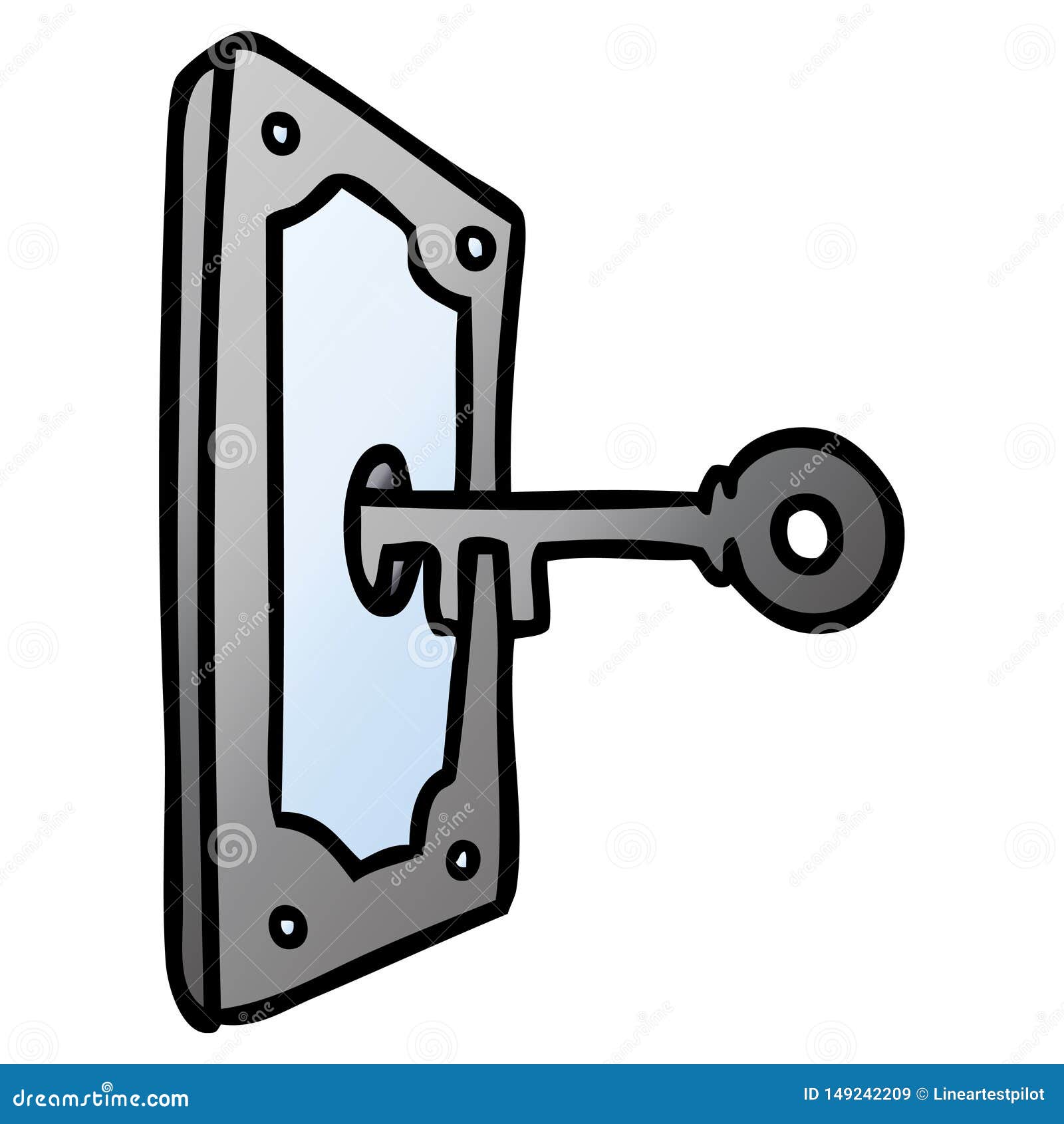 Gradient Cartoon Doodle of a Door Handle Stock Vector - Illustration of ...