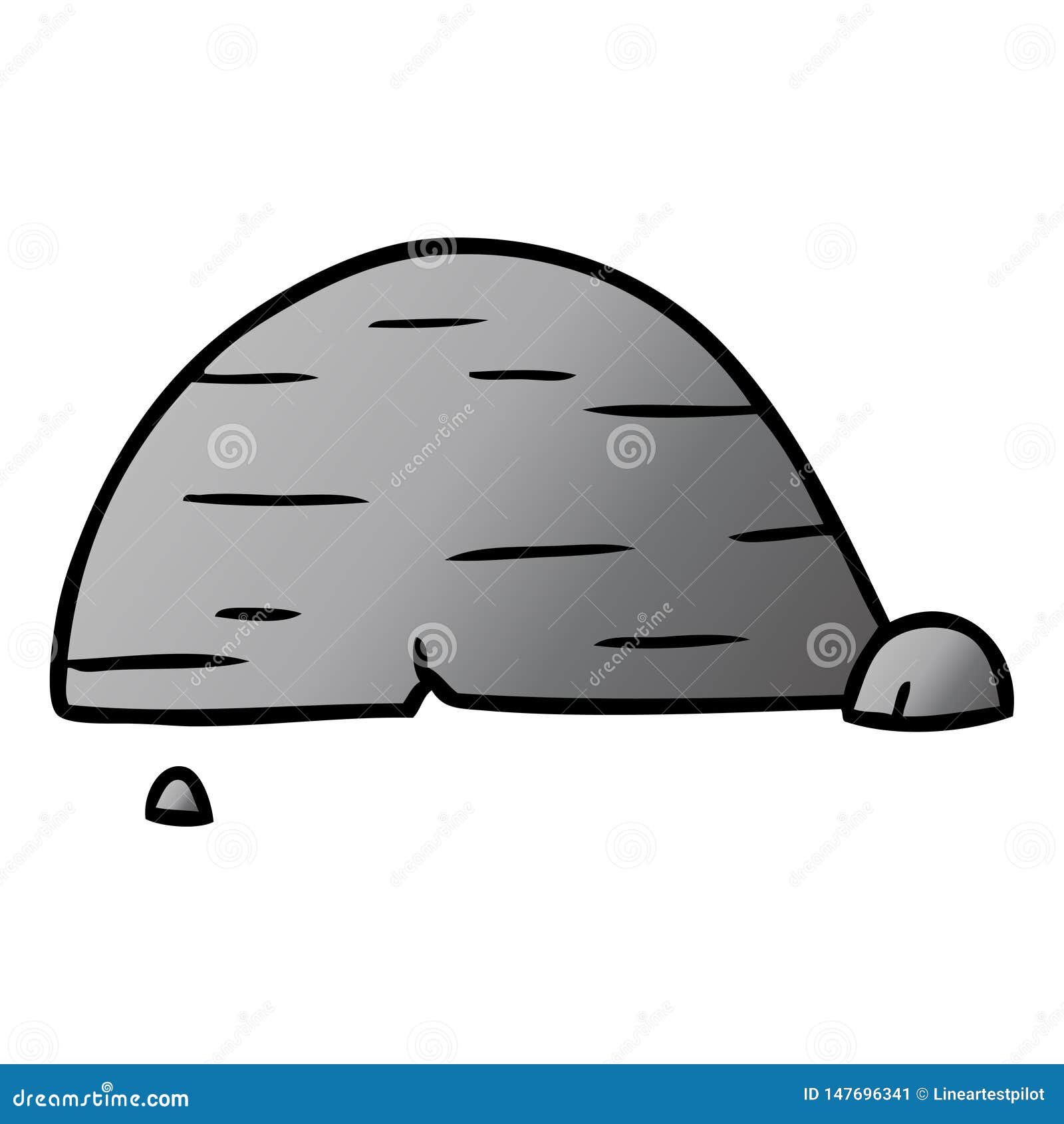 Gradient Cartoon Doodle of Grey Stone Boulder Stock Vector ...