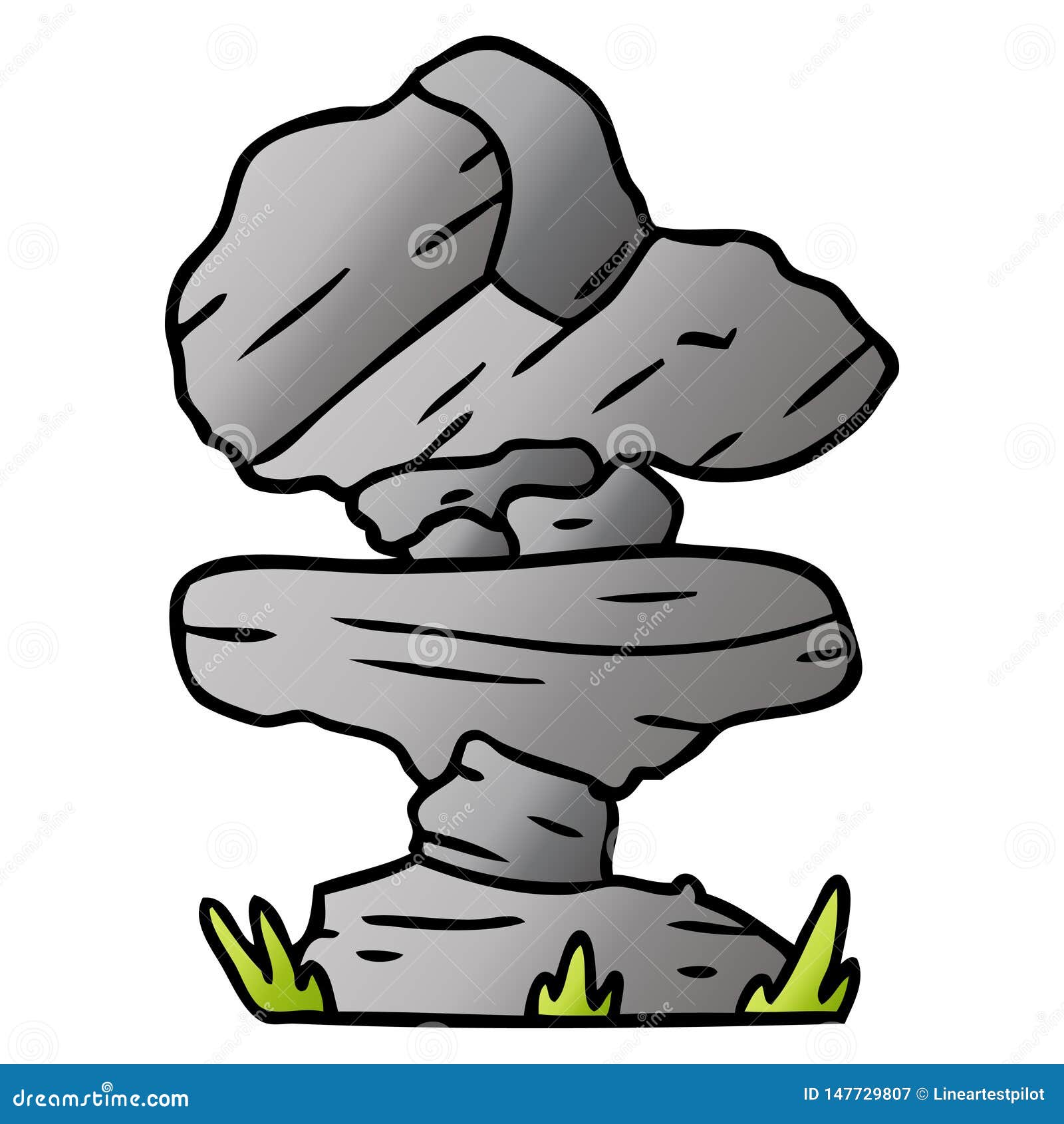 Gradient Cartoon Doodle of Grey Stone Boulders Stock Vector ...