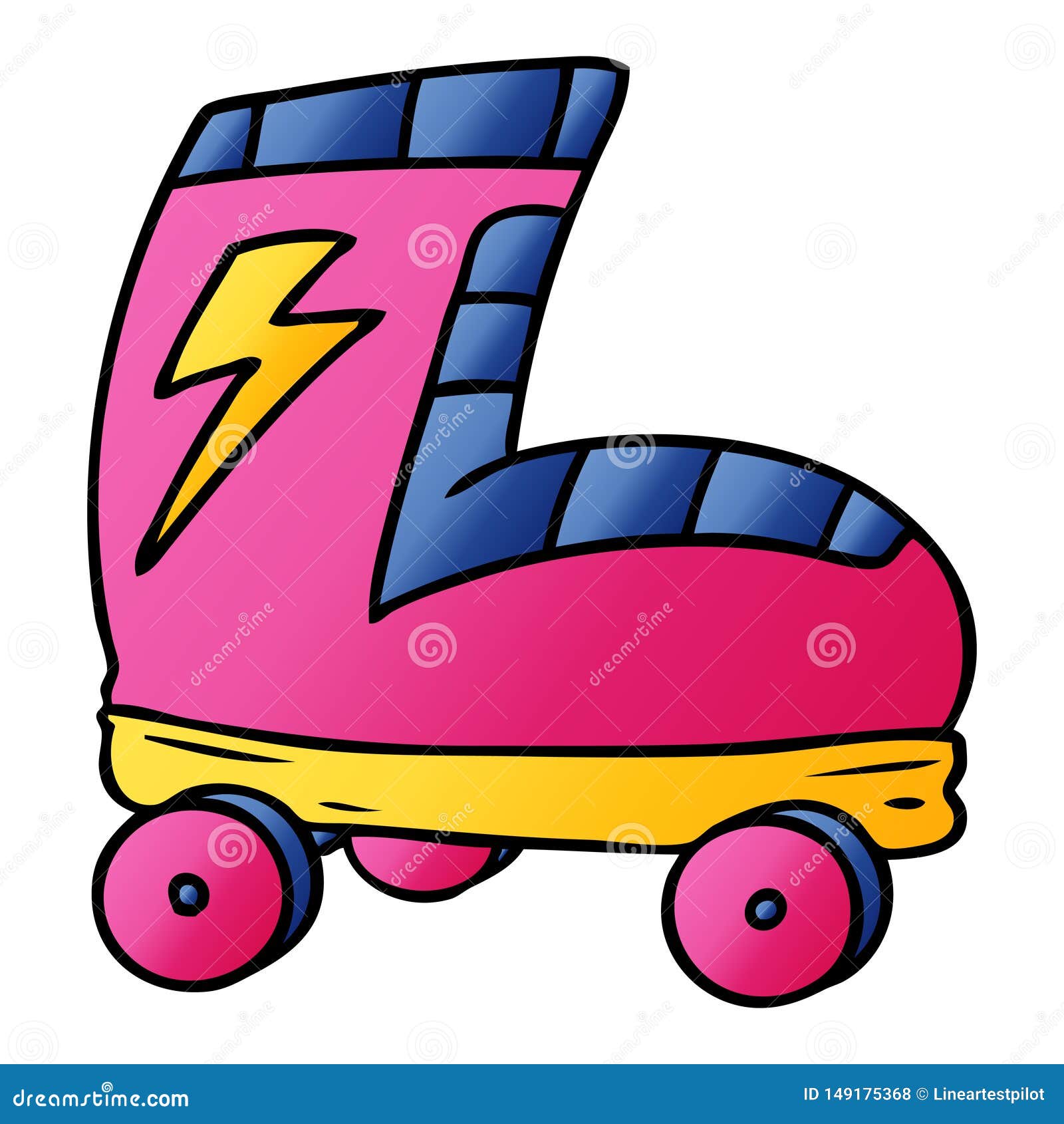 Gradient Cartoon Doodle Roller Skate Boot Stock Vector - Illustration ...