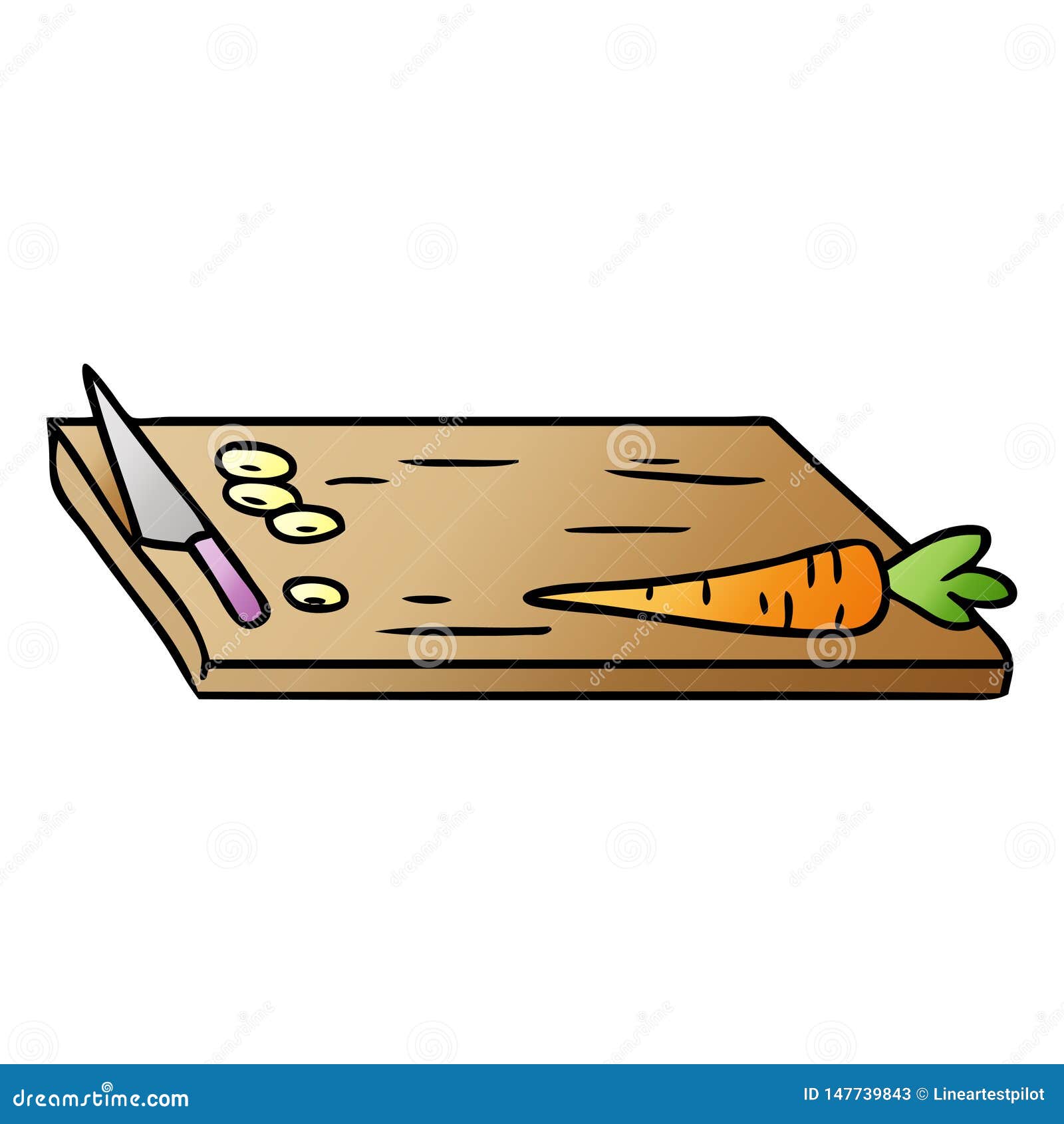 Gradient Cartoon Doodle of Vegetable Chopping Board Stock Vector ...