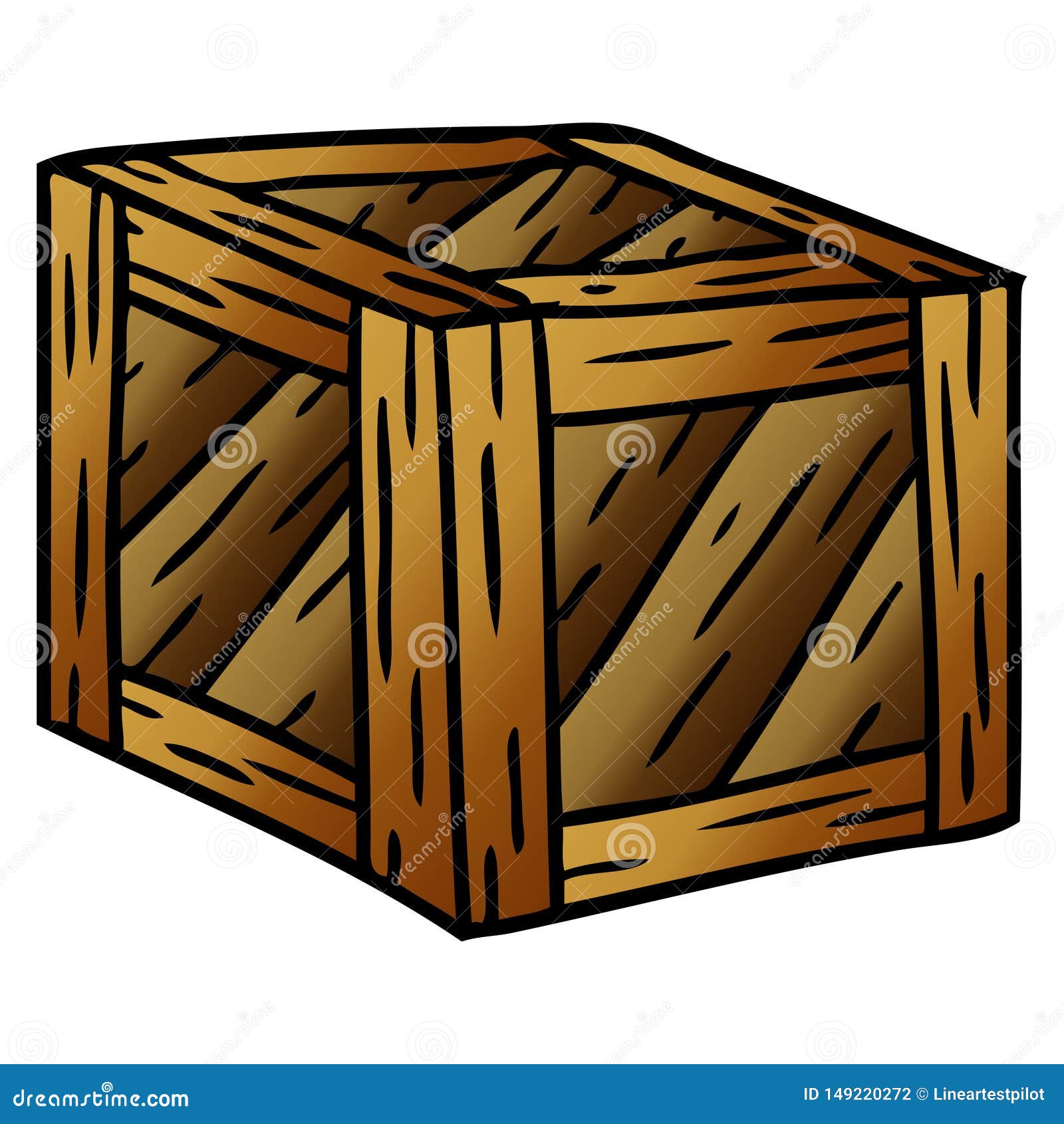 Gradient Cartoon Doodle of a Wooden Crate Stock Vector - Illustration ...