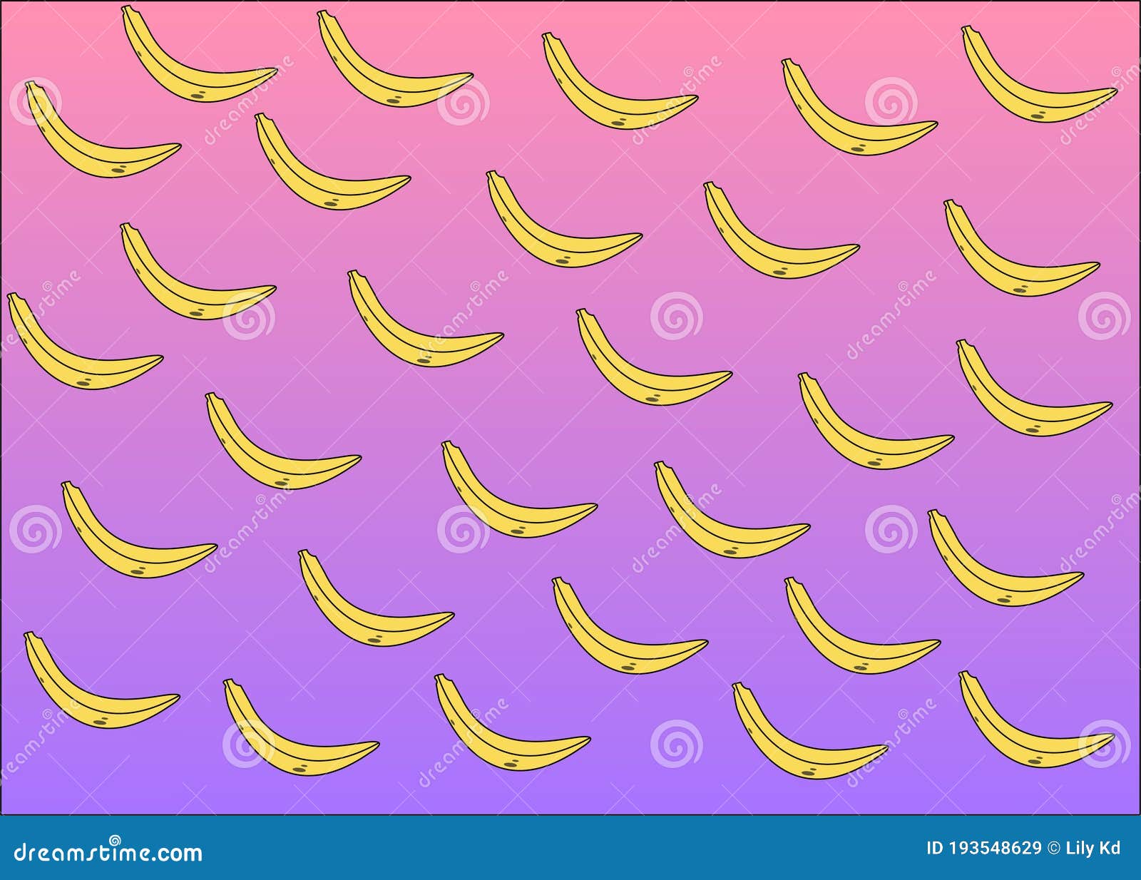 Bananas with Pink and Purple Gradient Background Stock Vector ...