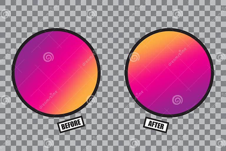 Gradient Circles Comparison. Color Transition Effect. before and after ...