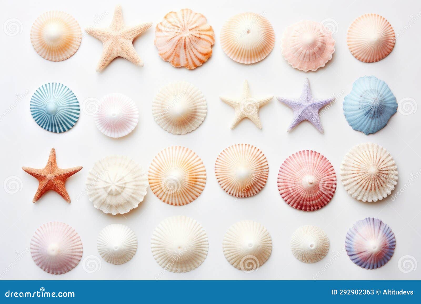 Gradient Collection of Seashells Representing Variety Stock Image ...