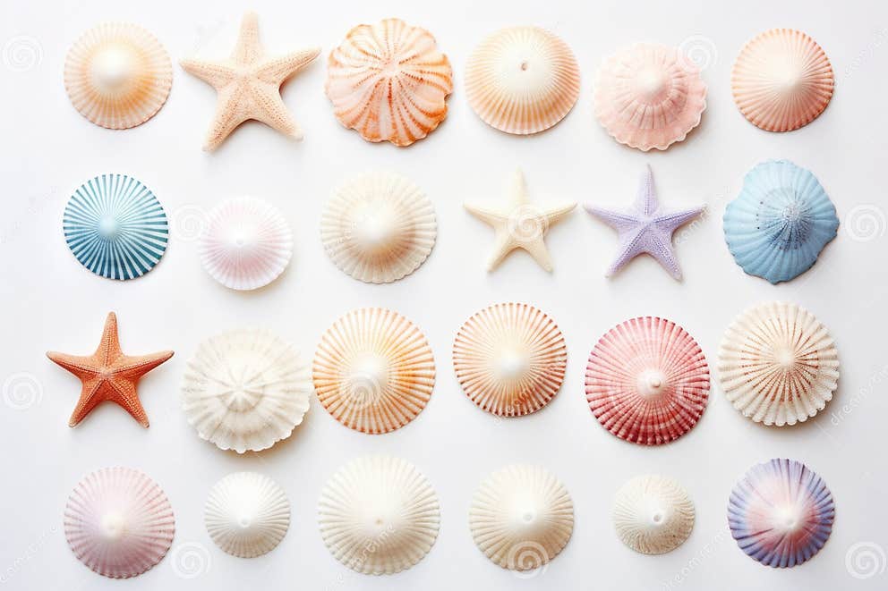 Gradient Collection of Seashells Representing Variety Stock Image ...