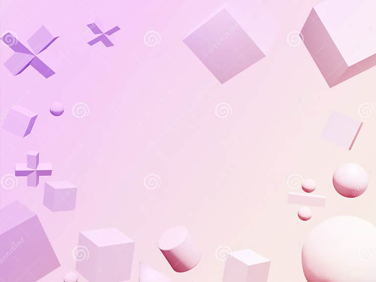 Gradient Color Basic Math Operation Symbols and Geometry Shape on Pink ...