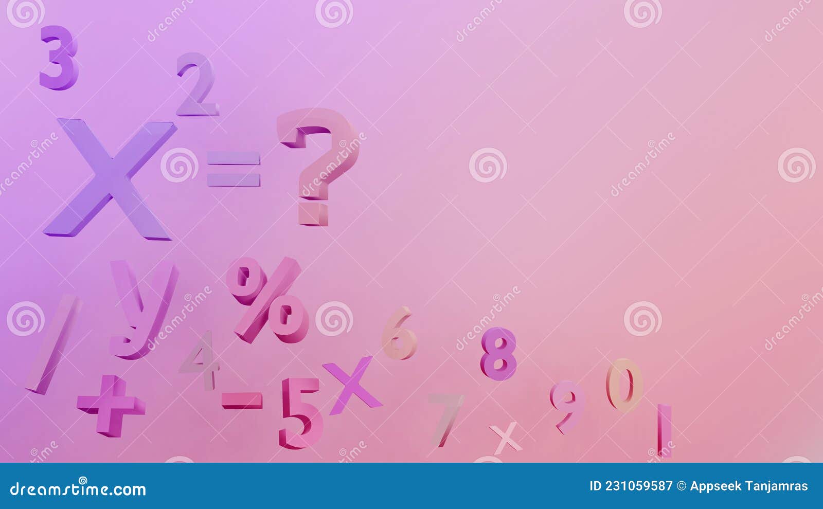 Gradient Color Basic Math Operation Symbols and Geometry Shape on Pink ...