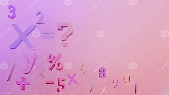 Gradient Color Basic Math Operation Symbols and Geometry Shape on Pink ...
