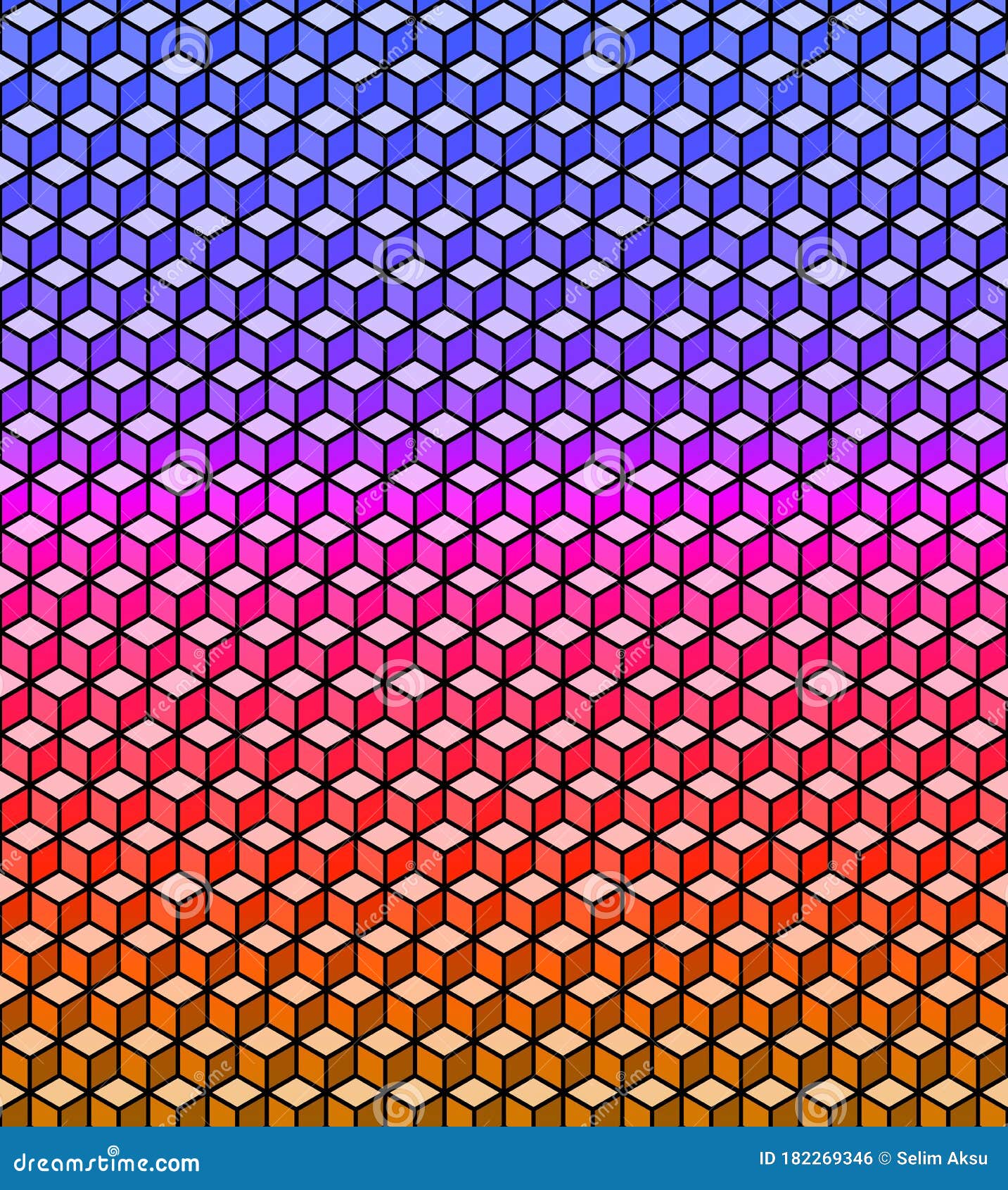 Gradient Color Cube Cell Texture Cubic Hexagon Cells Cubic Grid Texture And Cube Fabric