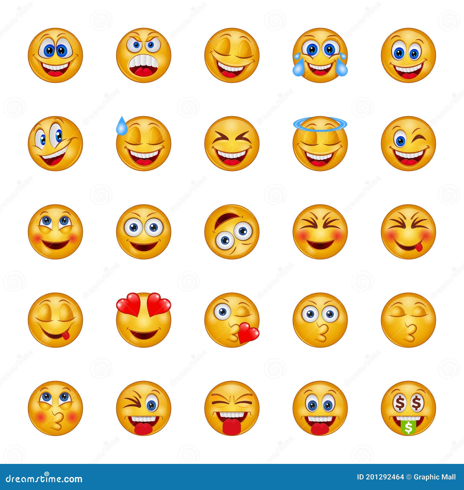 Gradient Color Icons for Emojis. Stock Vector - Illustration of blink ...