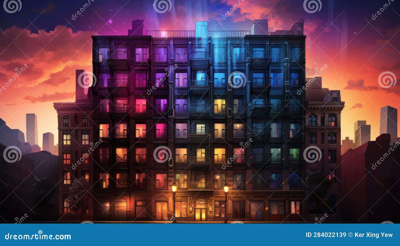 Gradient Color of Multi Story Building Stock Illustration ...