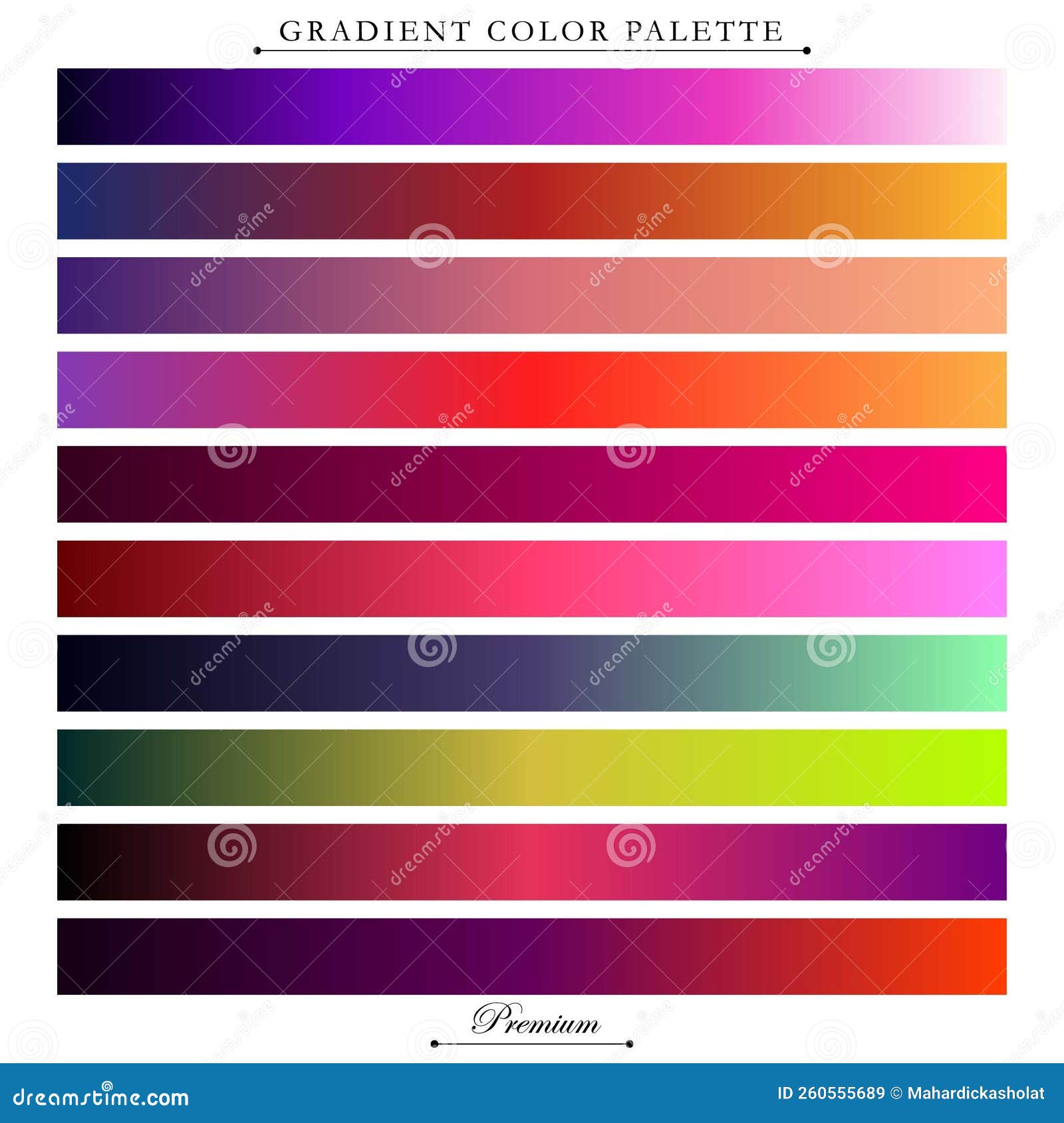 Gradient Color Pallet Vector. Example of Color Trend Guide. Stock ...
