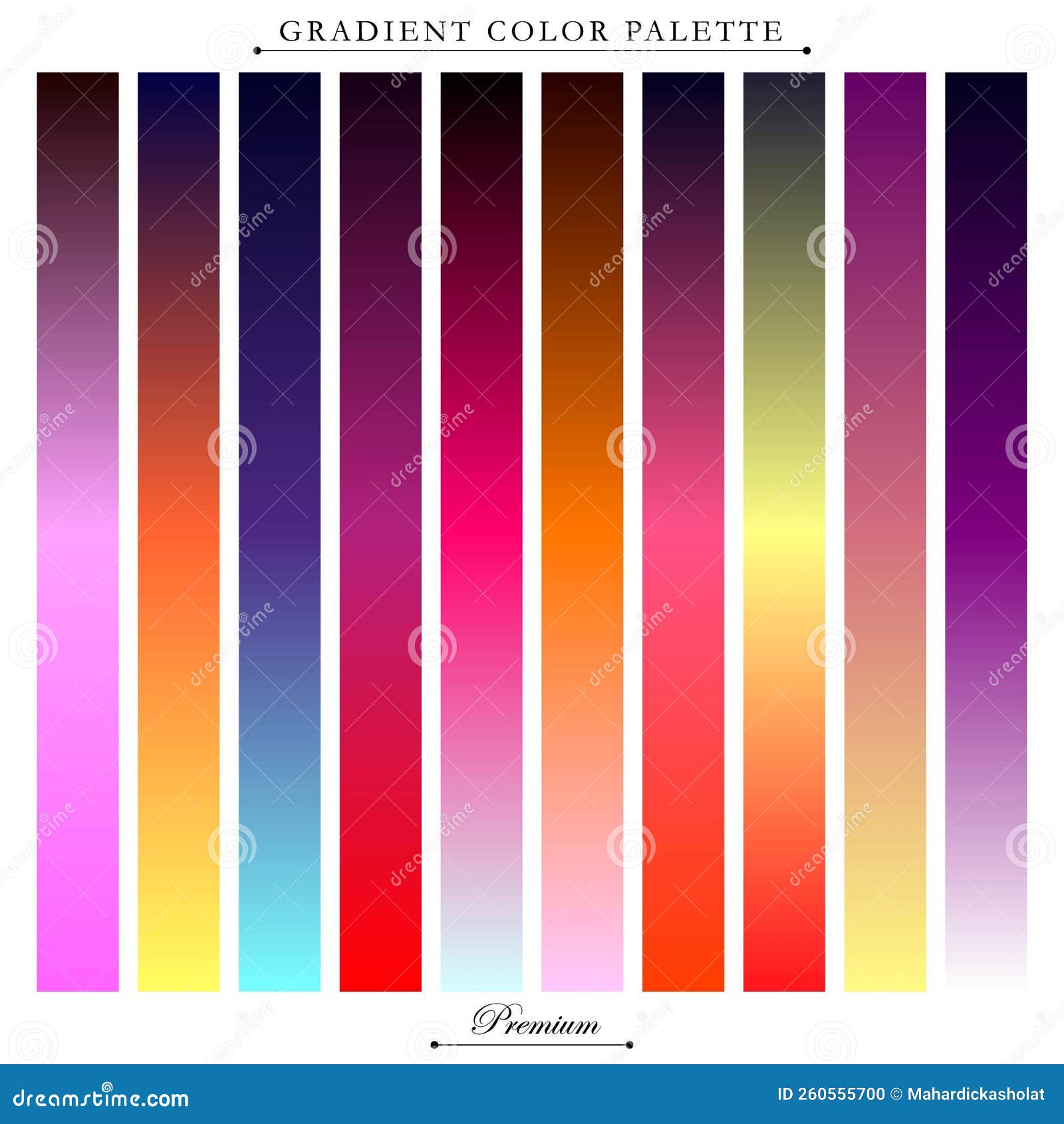 Gradient Color Pallet Vector. Example of Color Trend Guide. Stock ...