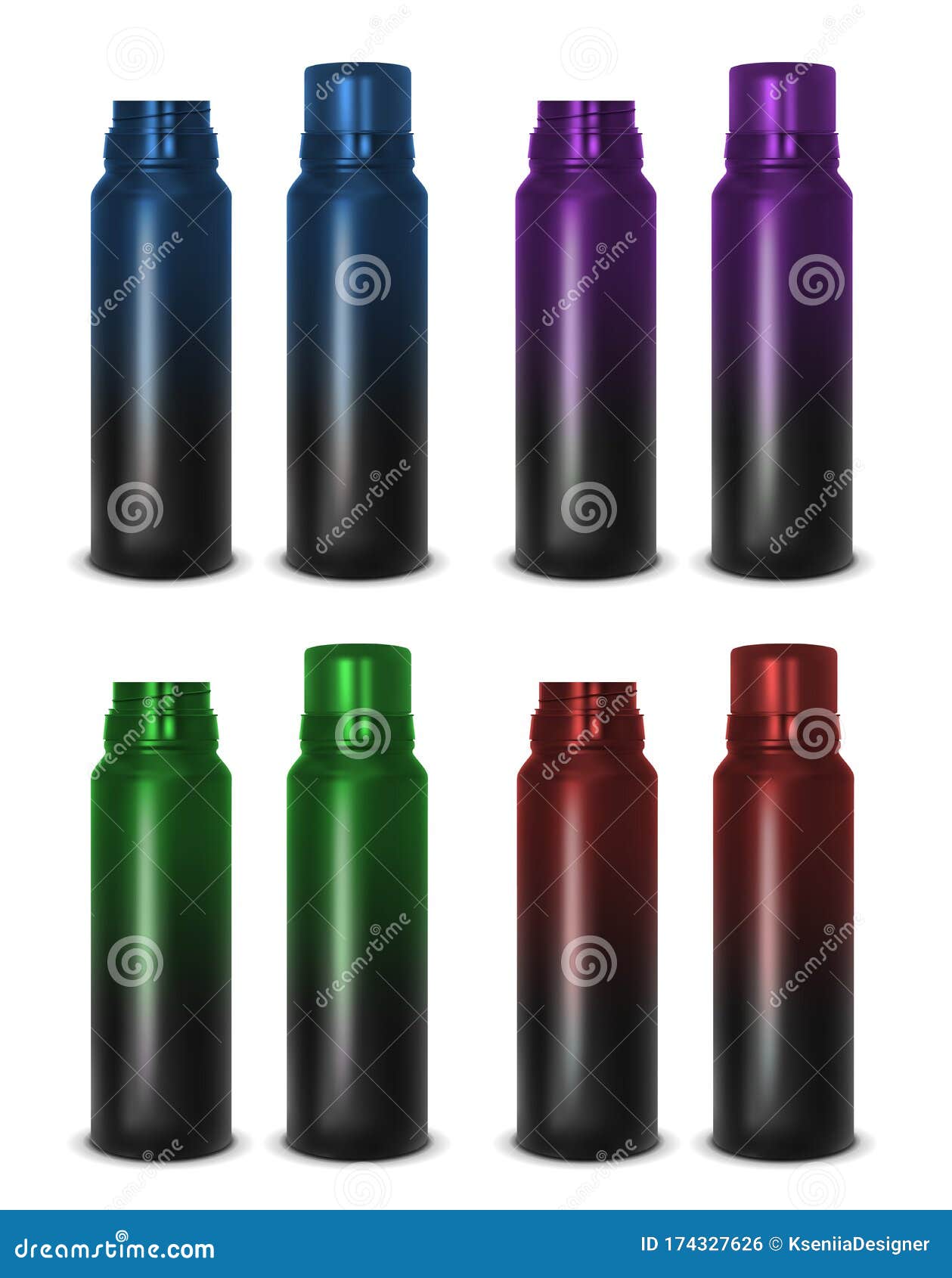 Gradient Color Plastic or Metal Bottles Stock Vector - Illustration of ...