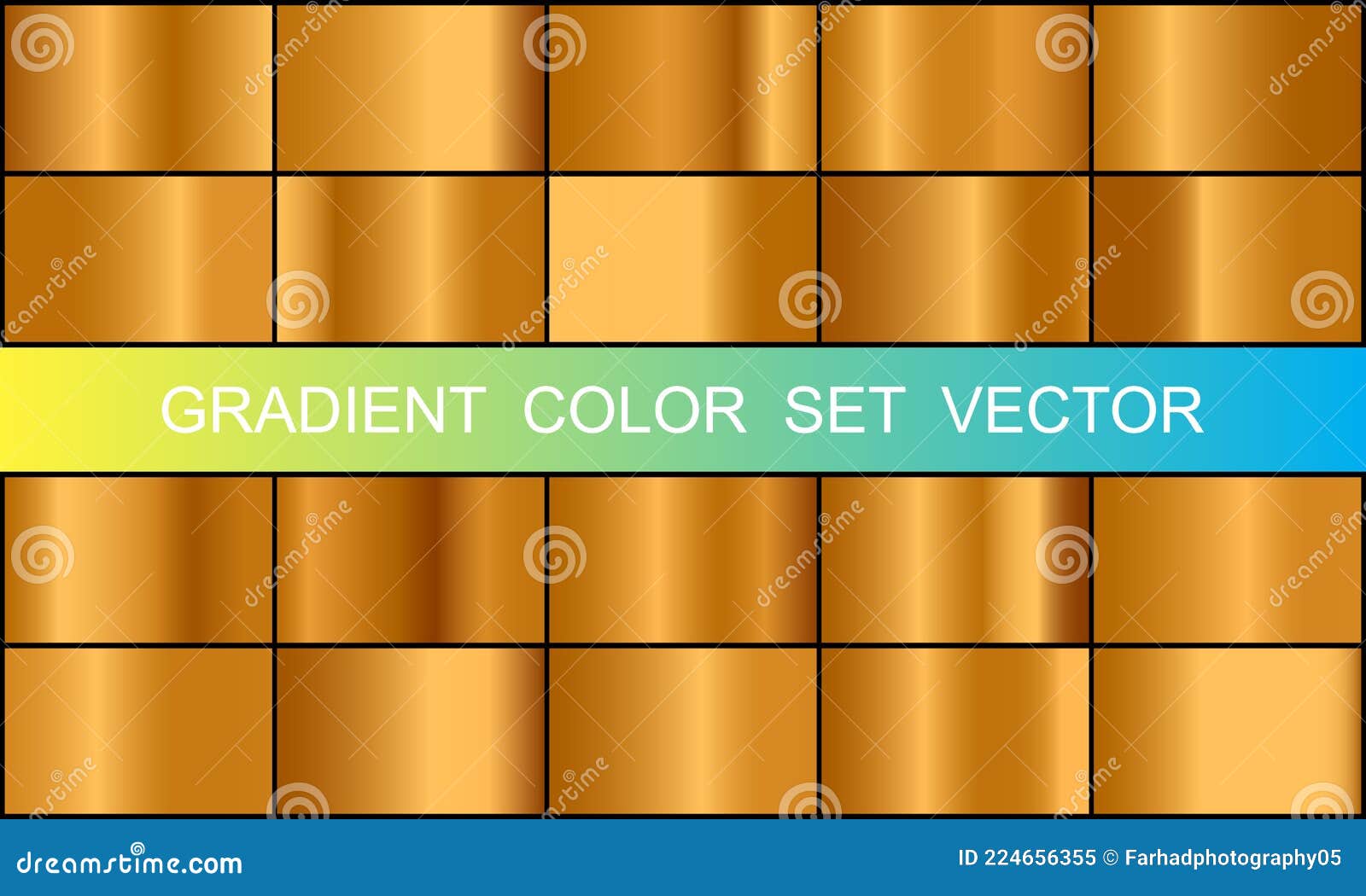 Gold Gradient Color Set, Gradient Color Pallet, Metallic Gradient Color ...