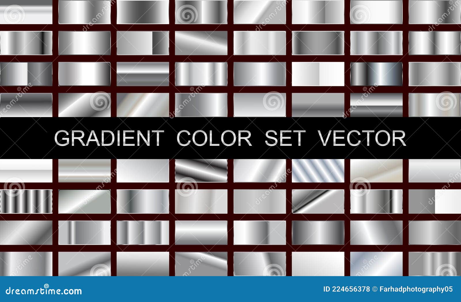 Silver Gradient Color Mega Set, Gradient Color Pallet, Metallic ...