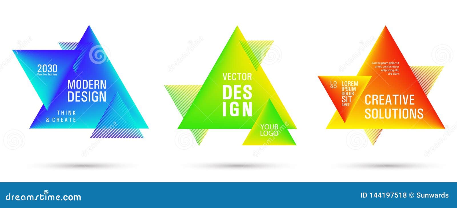 Gradient Color Triangle Banners with Halftone Stock Vector ...