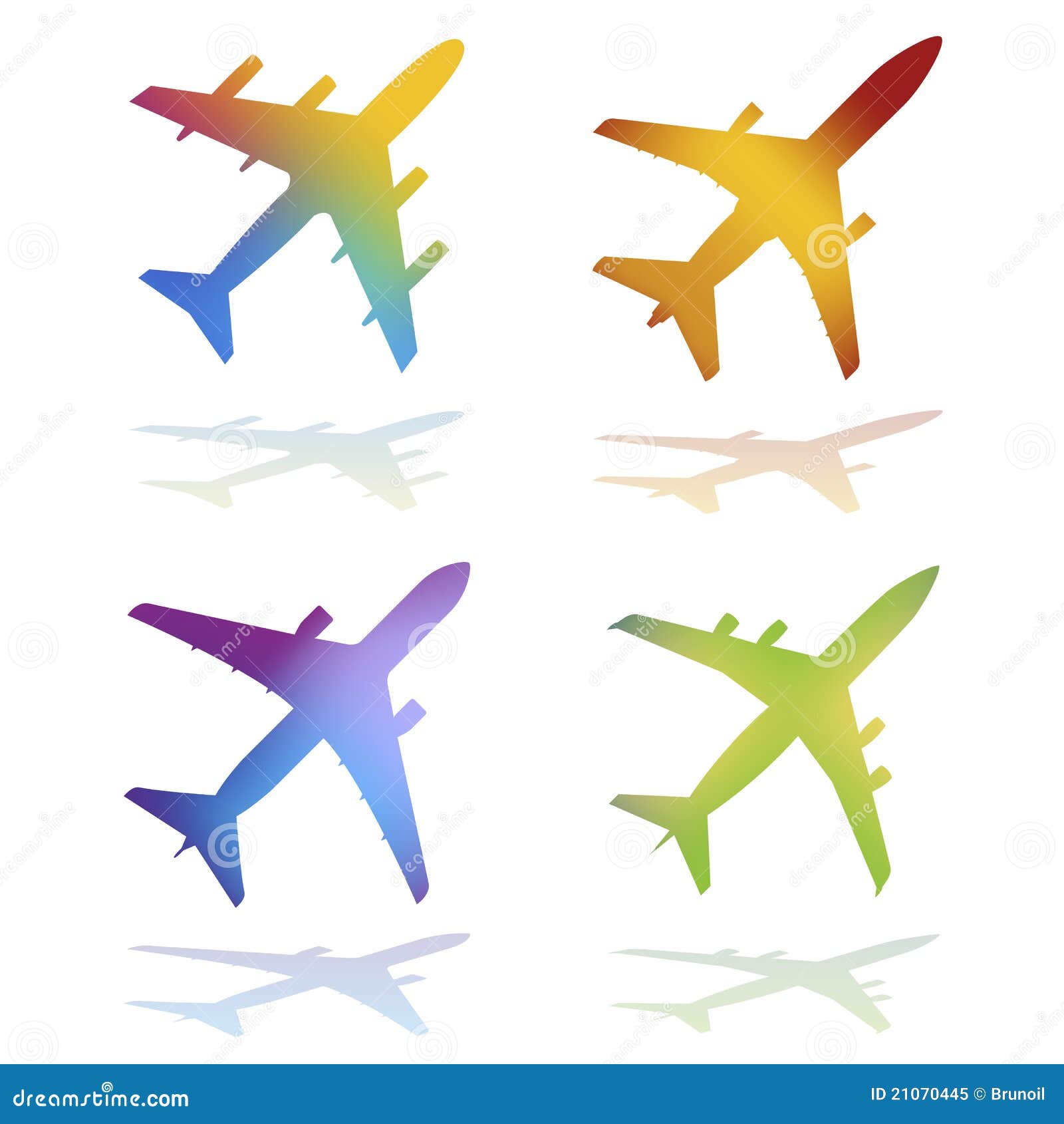 Vector Airplanes Icons Top View Vector Illustration Isolated On ...