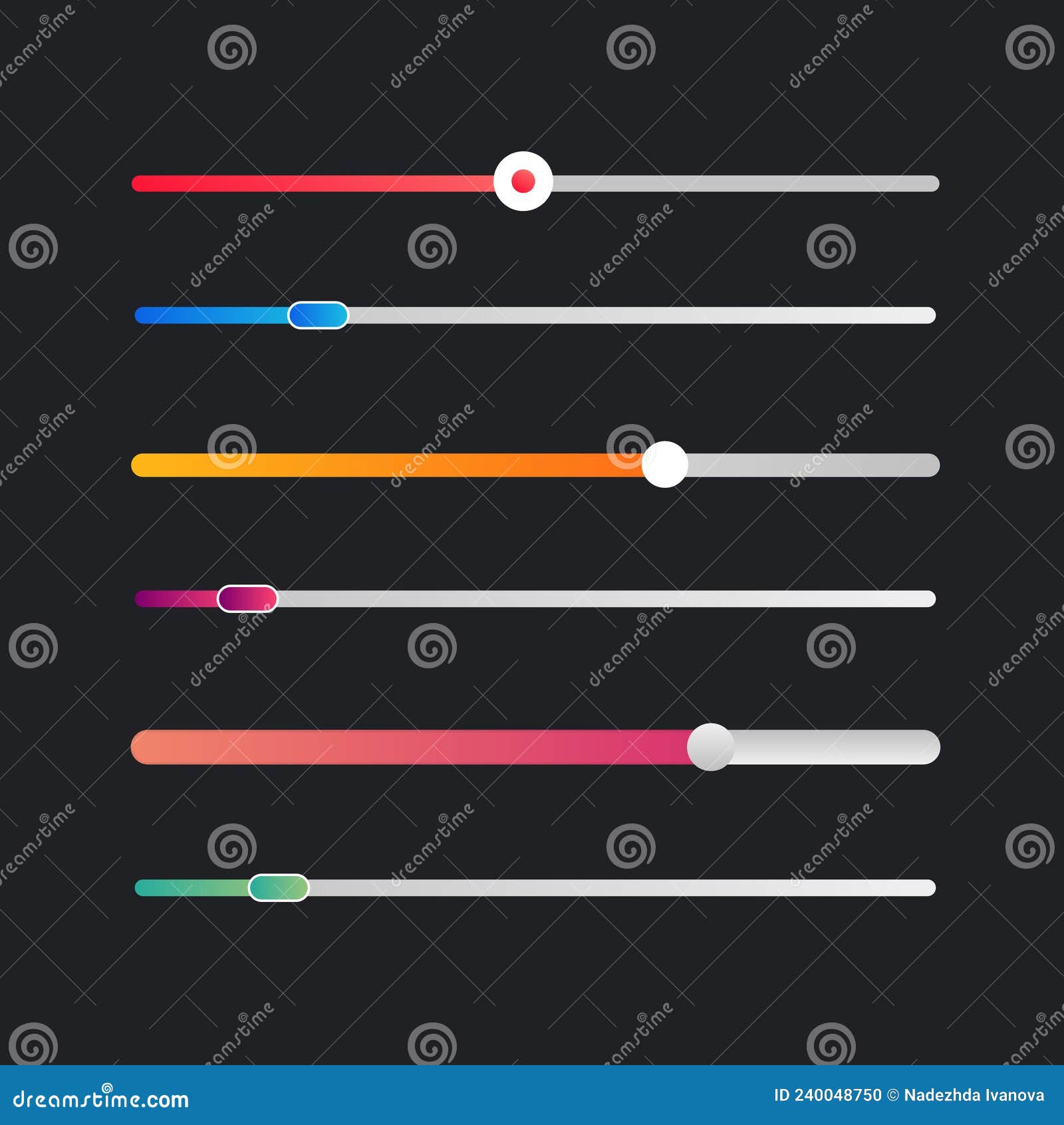 Gradient Colored Sliders Pack Vector Illustration. Stock Vector ...