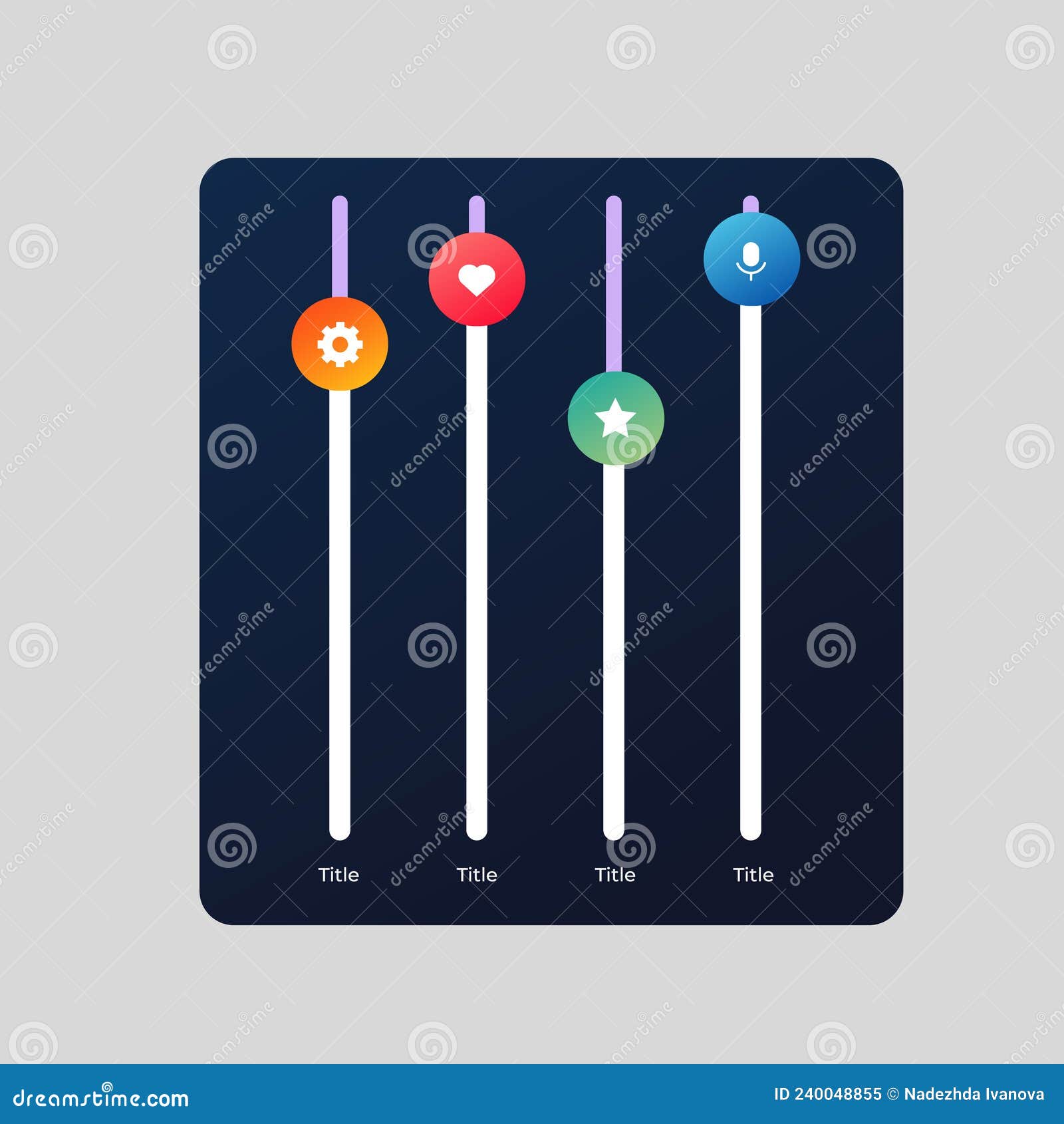 Gradient Colored Sliders Pack Vector Illustration. Stock Vector ...