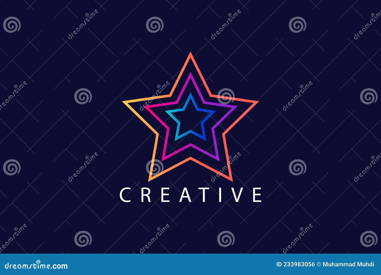 Gradient Colored Star Logo Vector in Minimalist Elegant Style with Dark ...