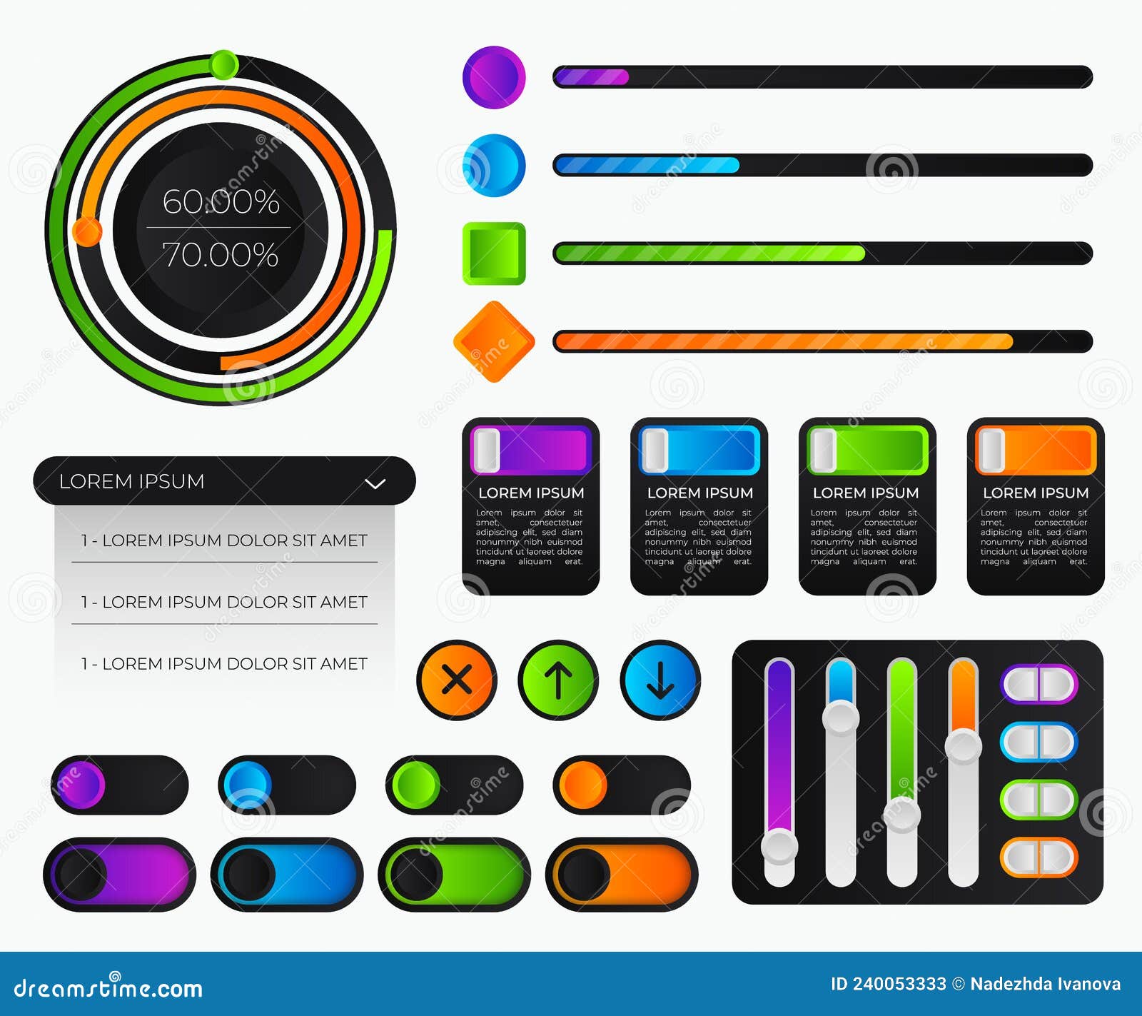 Gradient Colored Ui Kit Pack Vector Illustration. Stock Vector ...