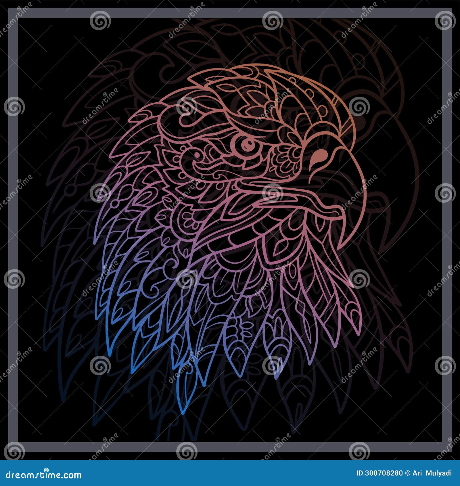 Gradient Colorful Eagle Head Mandala Arts Stock Illustration ...