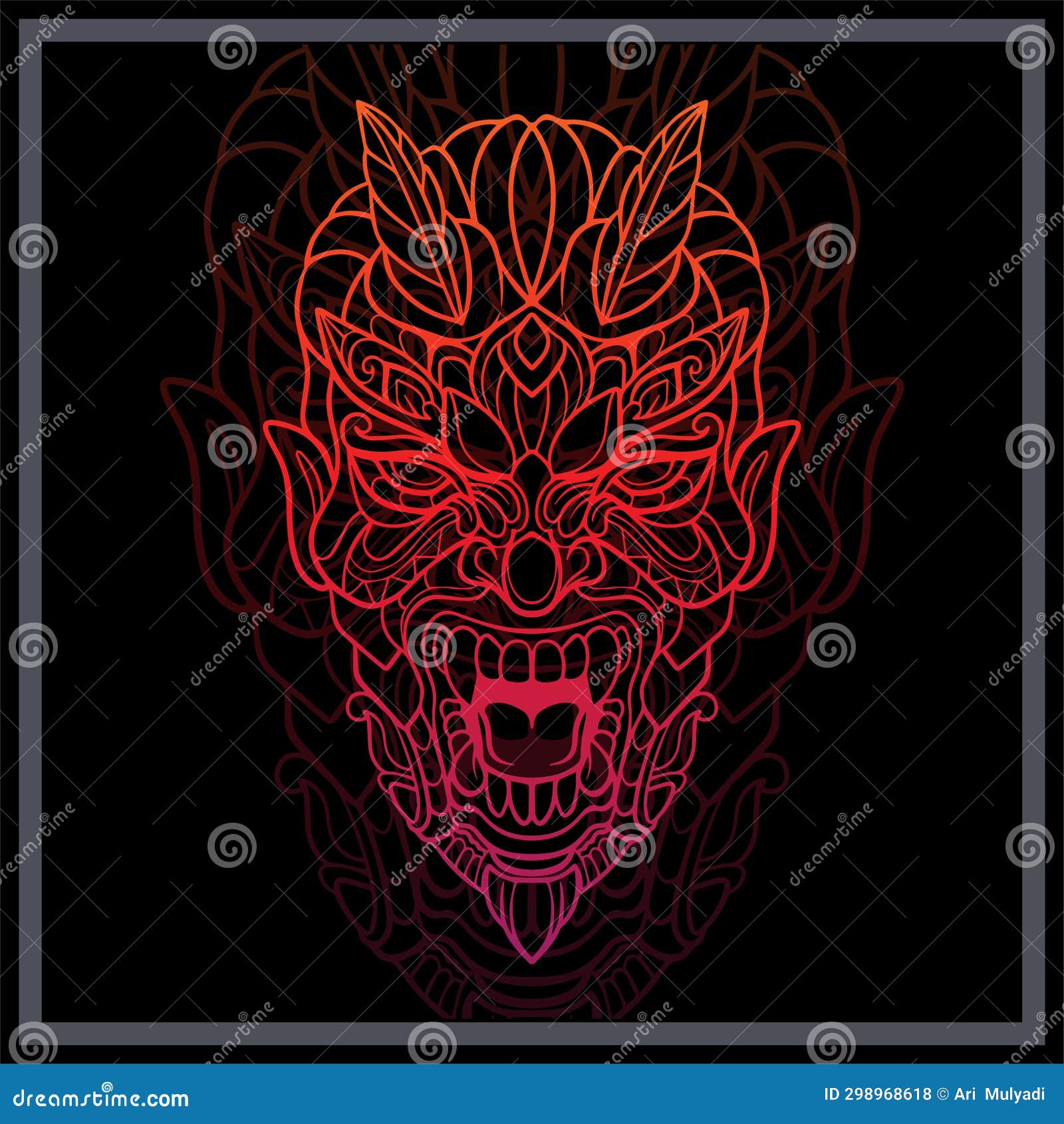 Gradient Colorful Red Devil Mandala Arts Stock Vector - Illustration of ...