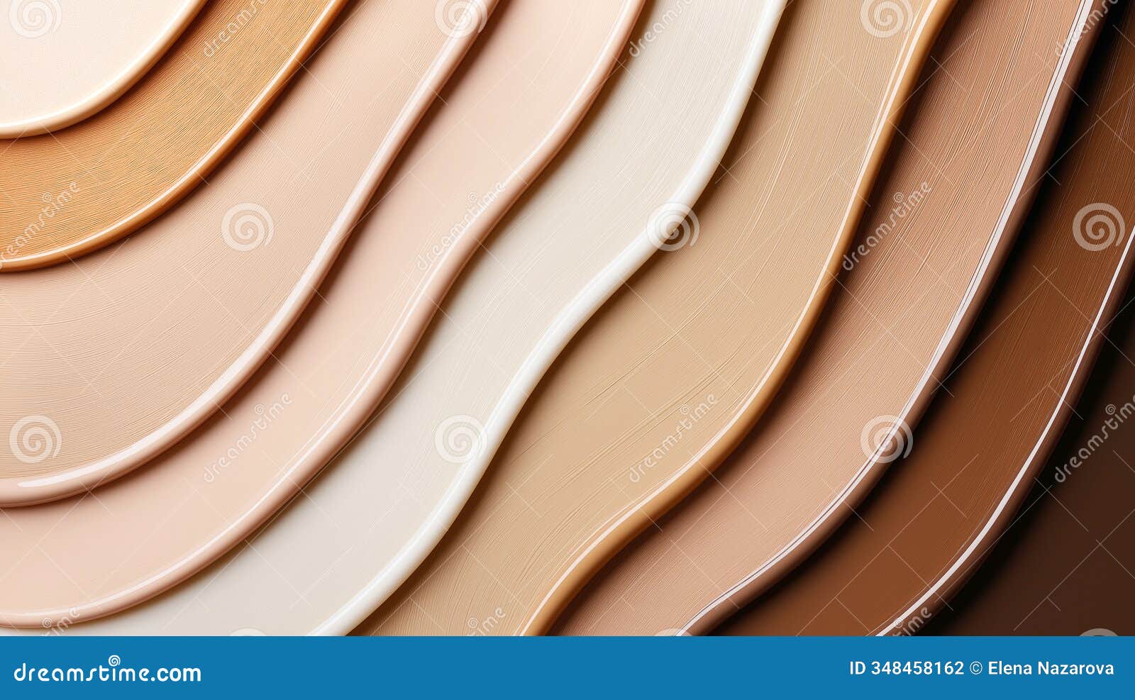 Gradient of Creamy Skin Tone Foundation Layers in Abstract Wave Pattern ...