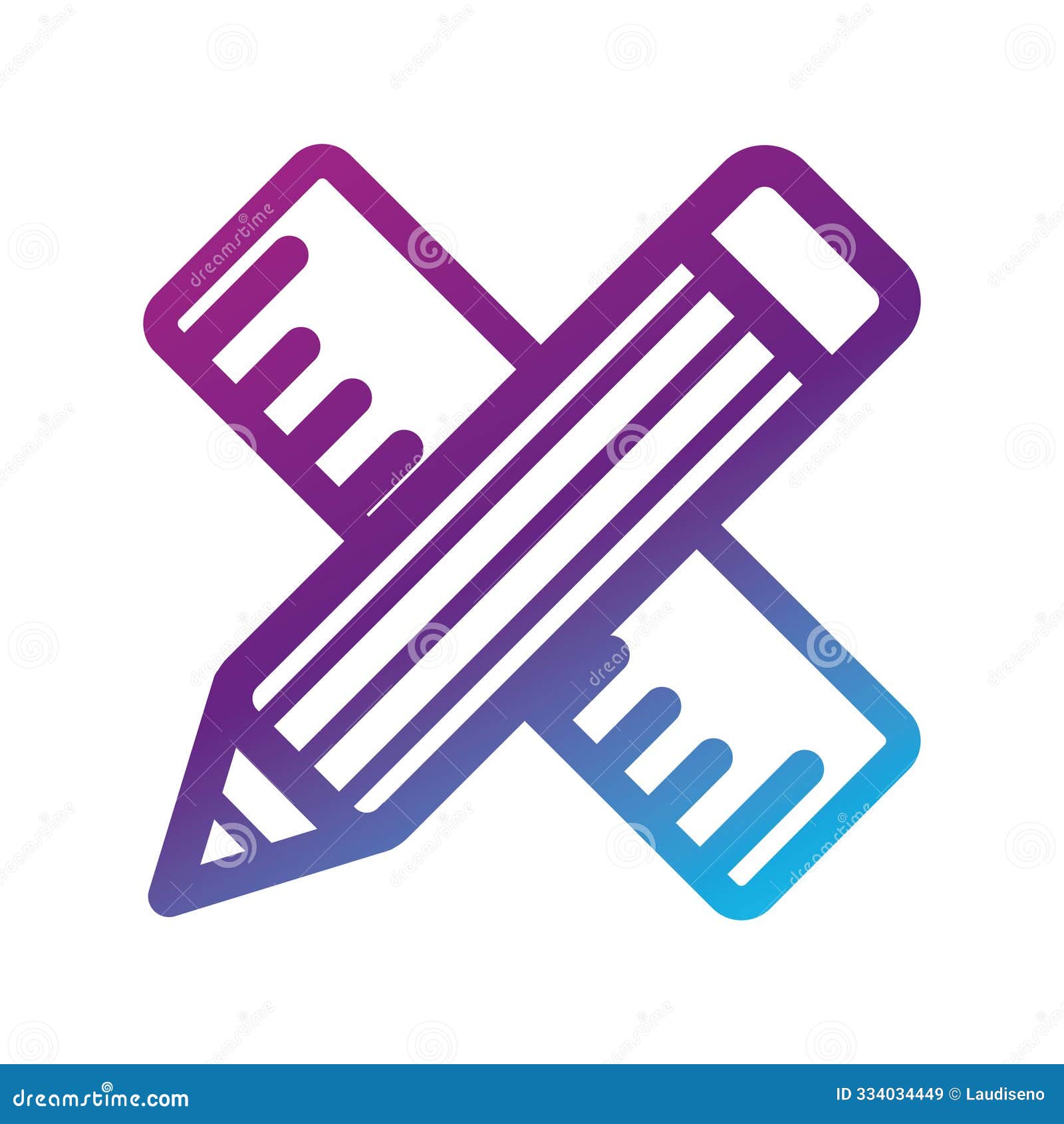 Gradient Crossed Pencil and Ruler Icon in Purple Vector Stock Vector ...