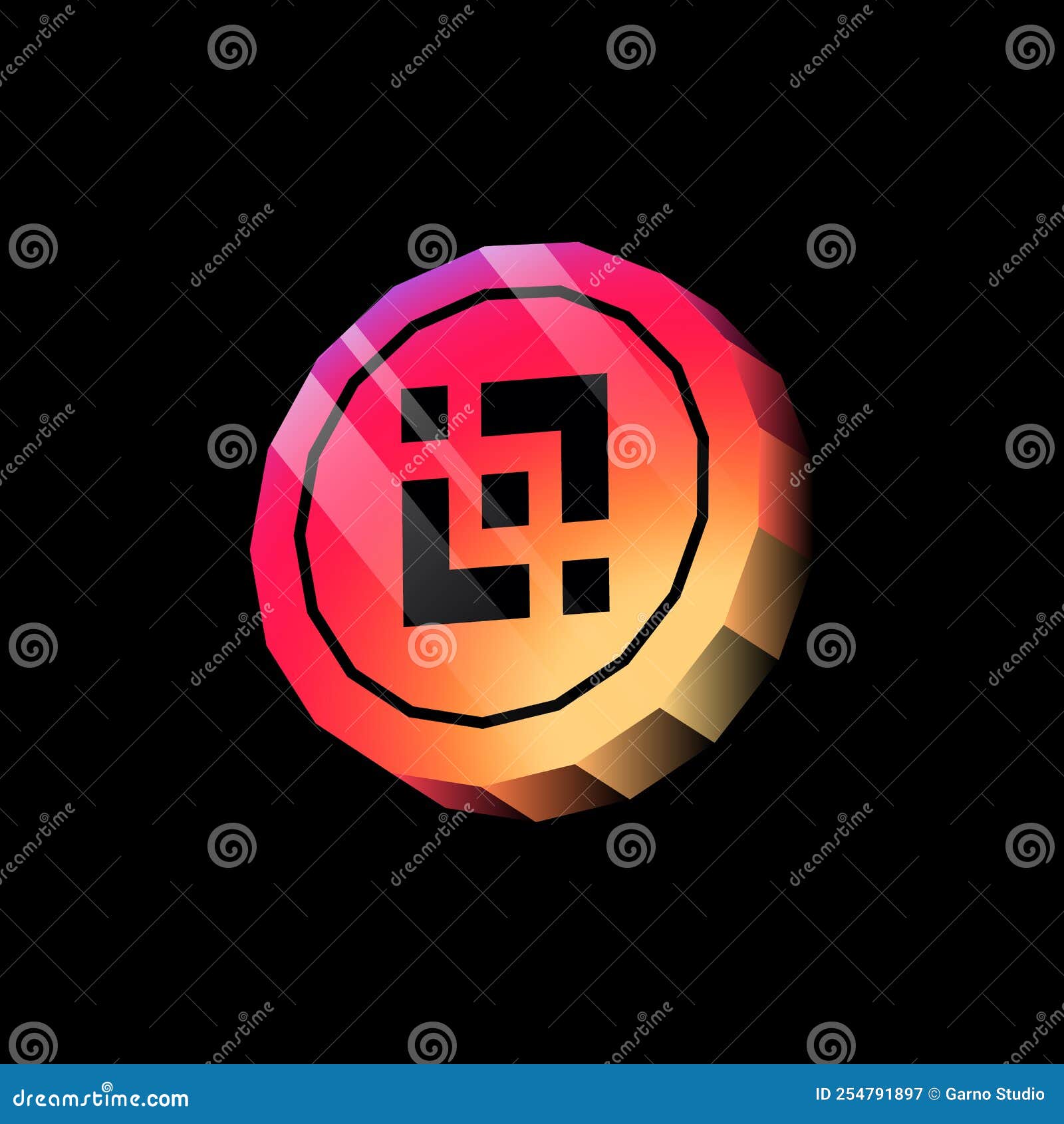 Gradient Cryptocurrency Coin Isolated on Black Editorial Photography ...