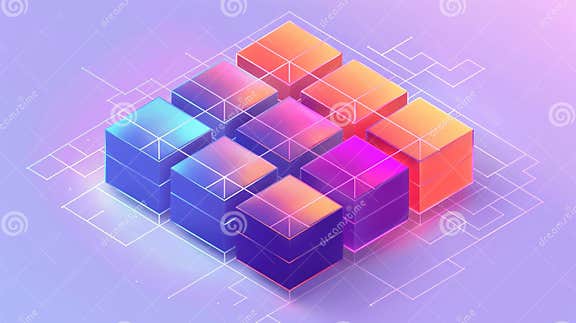 Gradient Cubes Arranged in Geometric Pattern 3d Rendering Image, Ai ...