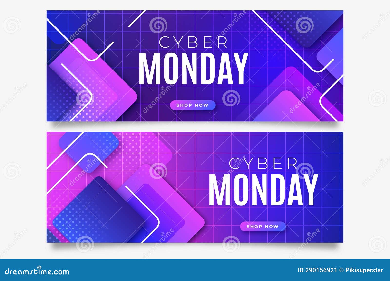Gradient Cyber Monday Horizontal Banners Set Vector Design Stock Vector ...