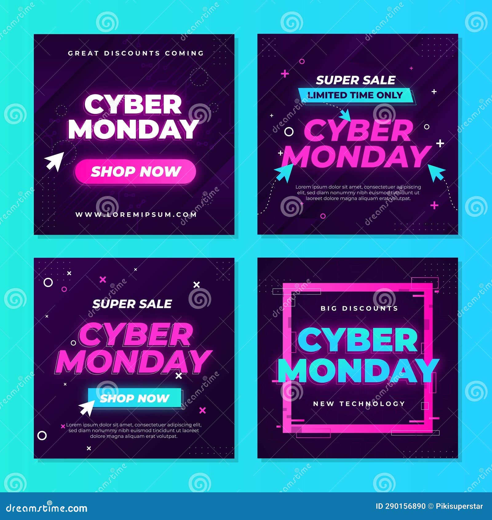 Gradient Cyber Monday Instagram Posts Collection Vector Design Stock ...