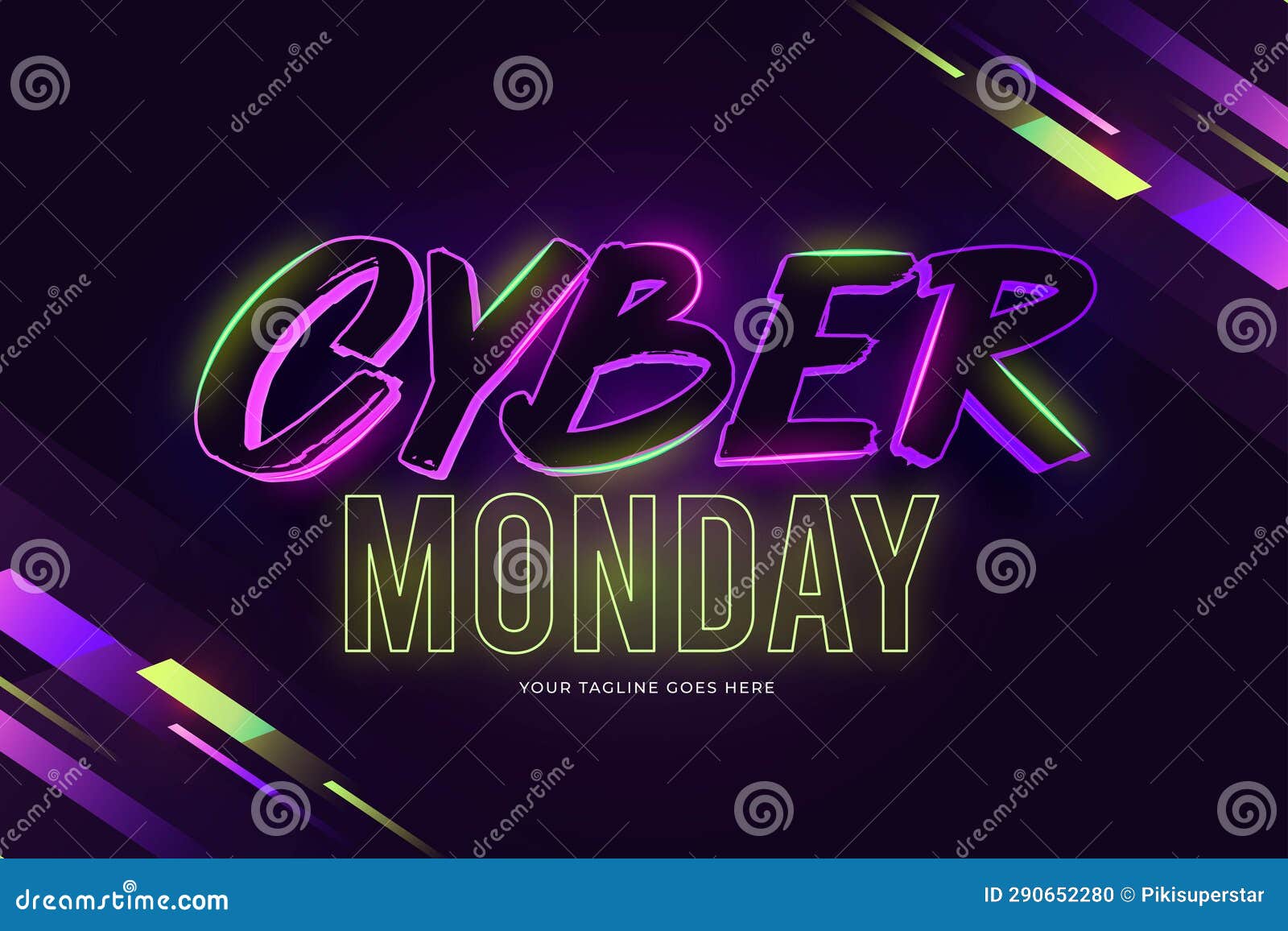 Gradient Cyber Monday Neon Lettering Vector Design Illustration Stock ...