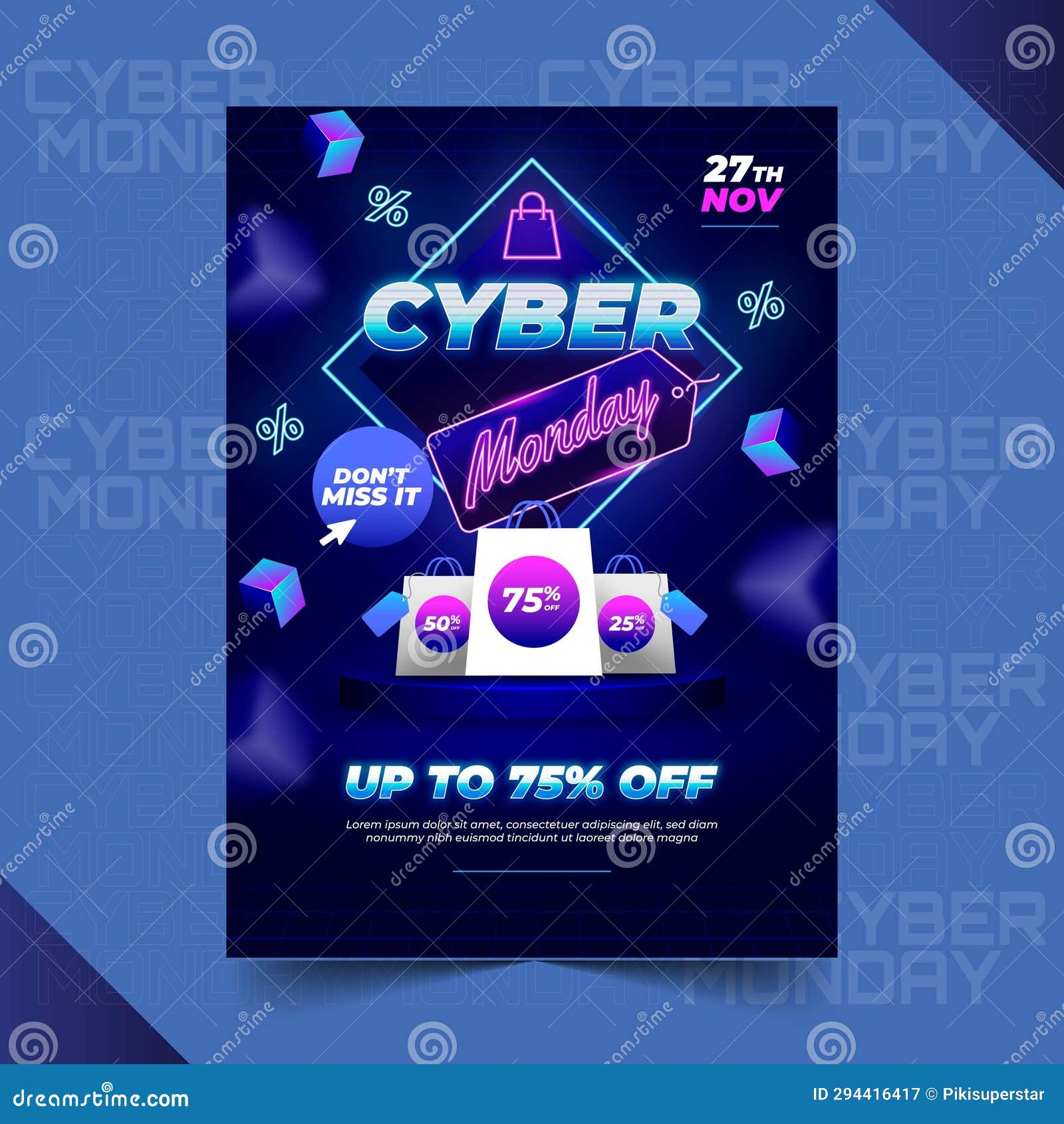 Gradient Cyber Monday Poster Template Design Vector Stock Vector ...