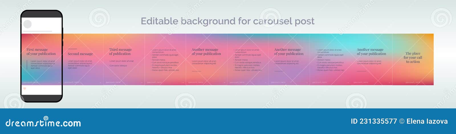 Gradient Design Background for 10 Carousel Posts Stock Vector ...