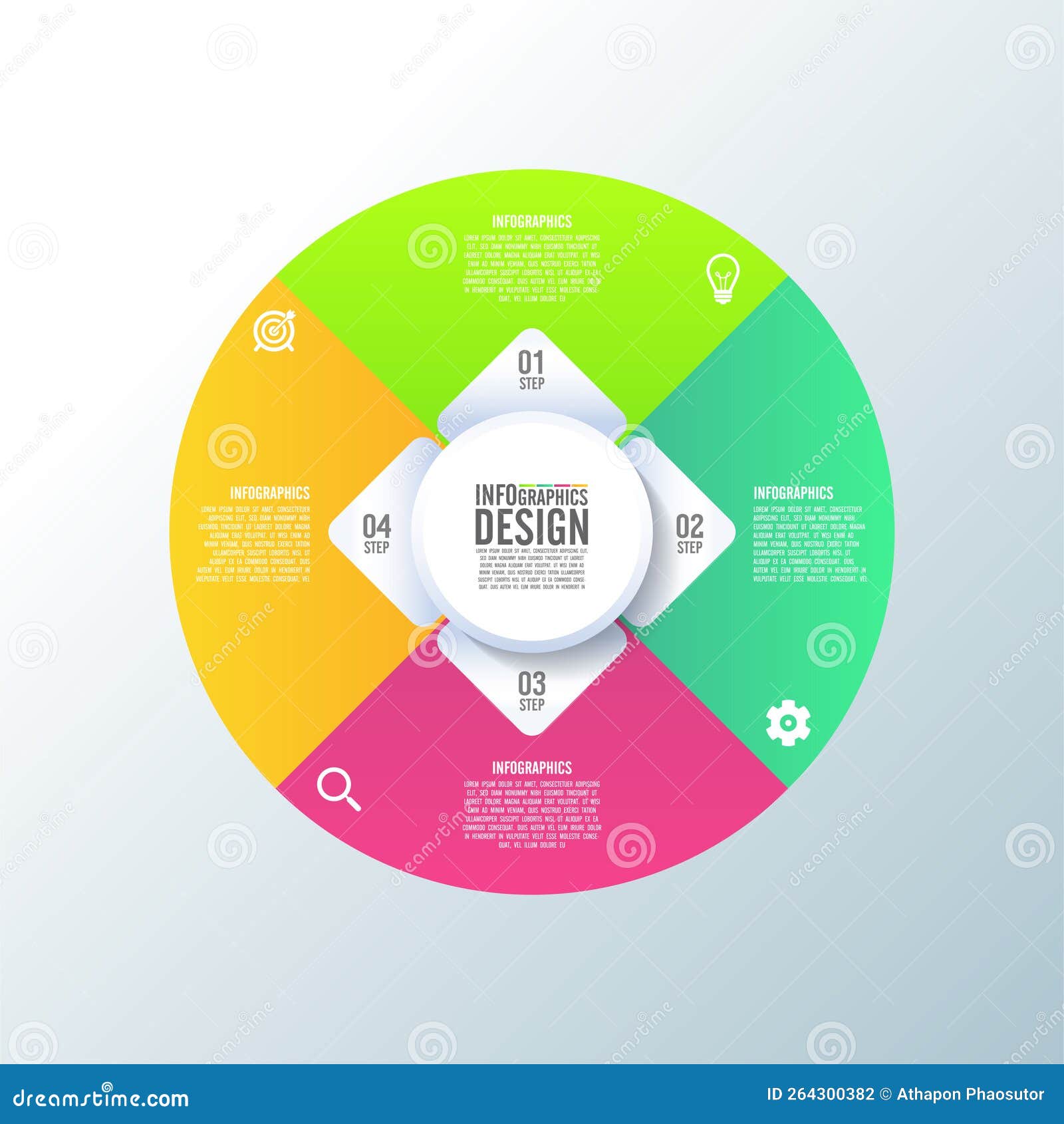 Gradient Design Circular Infographic Business with 4 Step Stock Vector ...